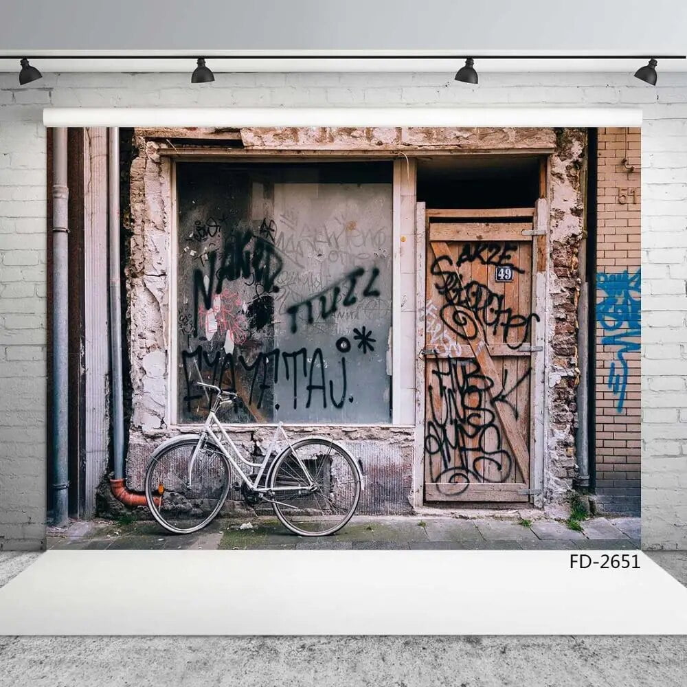 Grunge Window Graffiti Art Door Scenery Backdrop Photocall Children ...