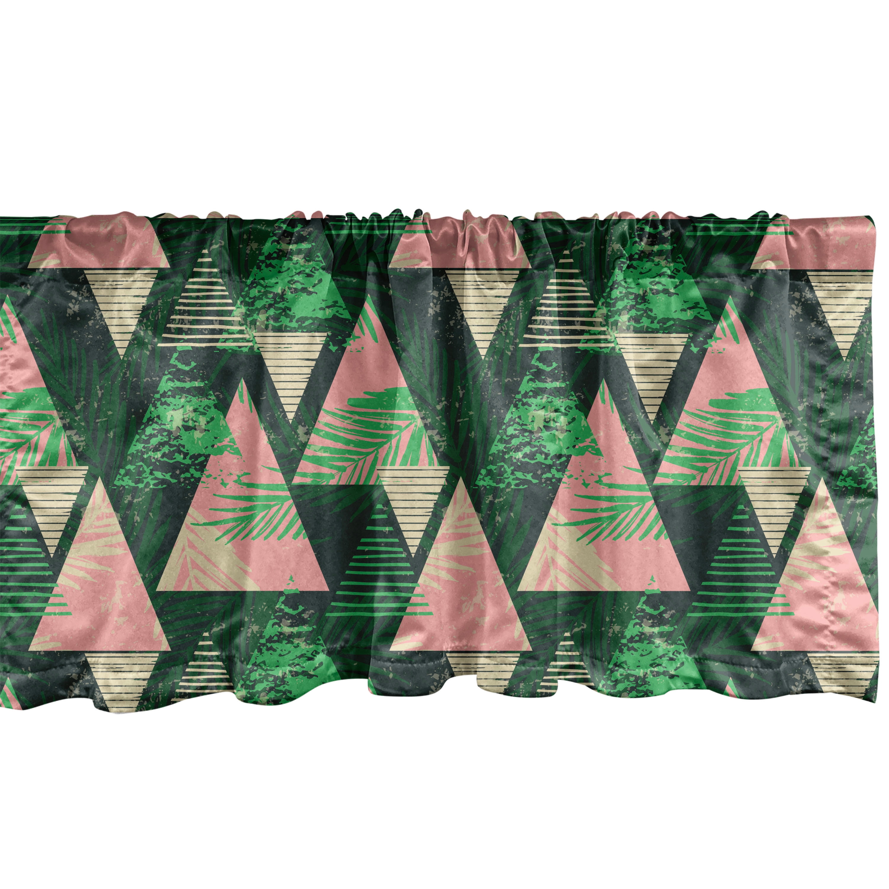 Ambesonne Grunge Valance Pack of 2, Murky Leaves in Triangles, 54"X12 ...