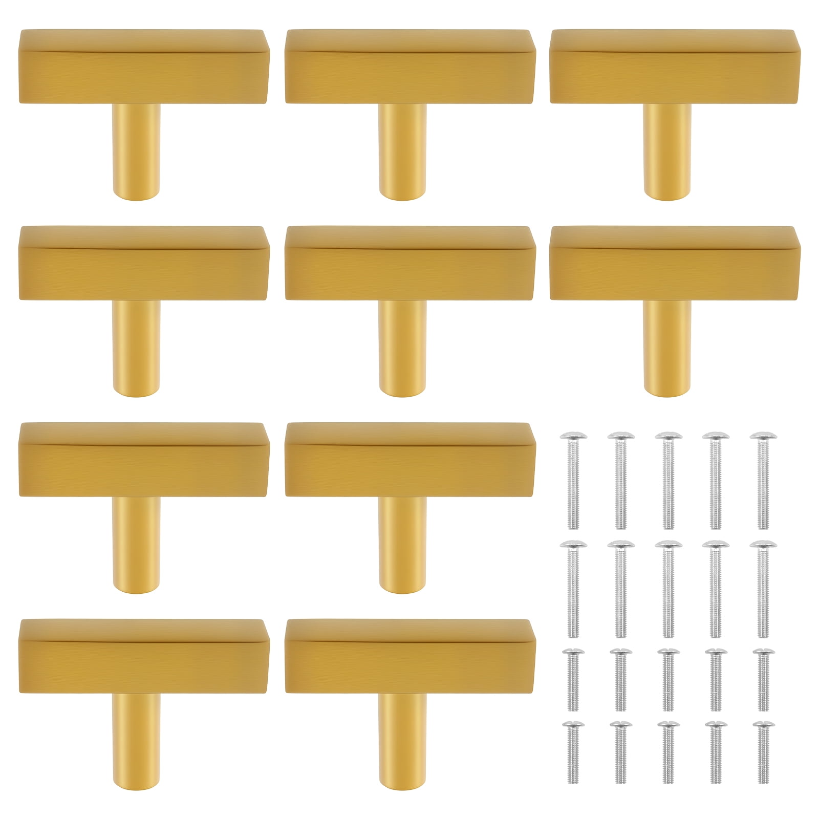 Grusce 10PCS Gold Drawer Knob with Screws, Stainless Steel Cabinet Knob ...