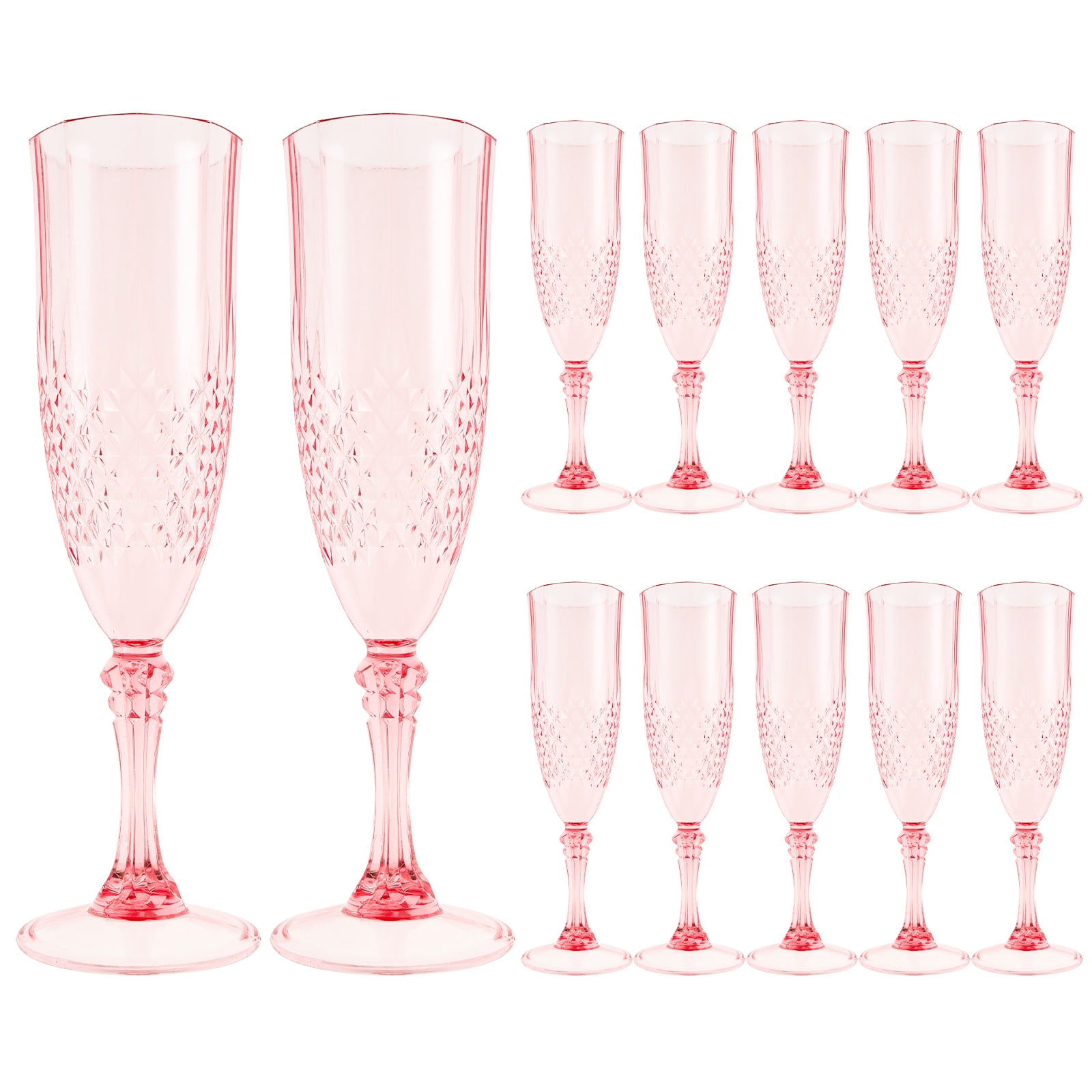 Grusce 12PCS Plastic 207ml Champagne Flute, Comfortable Grip Wine ...