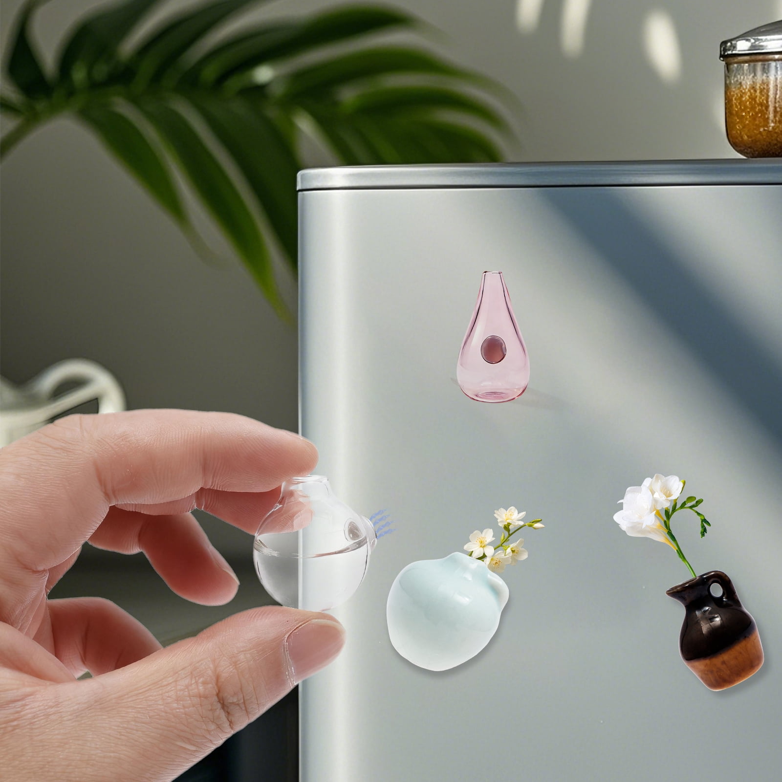 Grusce 12Pcs Magnetic Mini Bud Vases Set, Cute Tiny Ceramic & Glass Bud ...