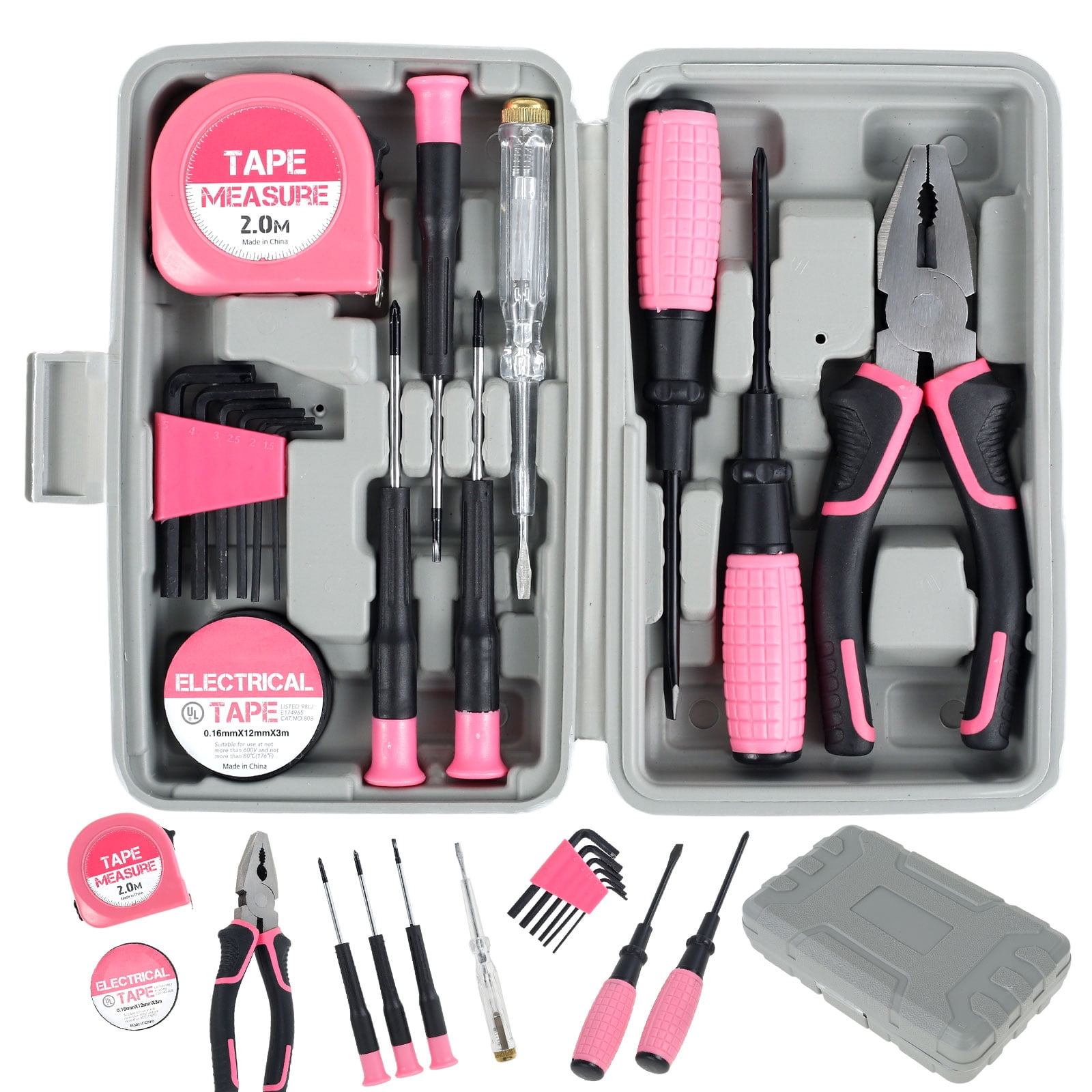 Grusce 15Pcs Household Repair Tool Kit Multi-Purpose Home Hand Tool Set ...