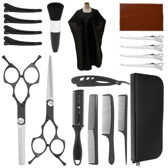 Grusce 19 Pcs Hair Cutting Scissors Shears Kit, Professional Barber ...
