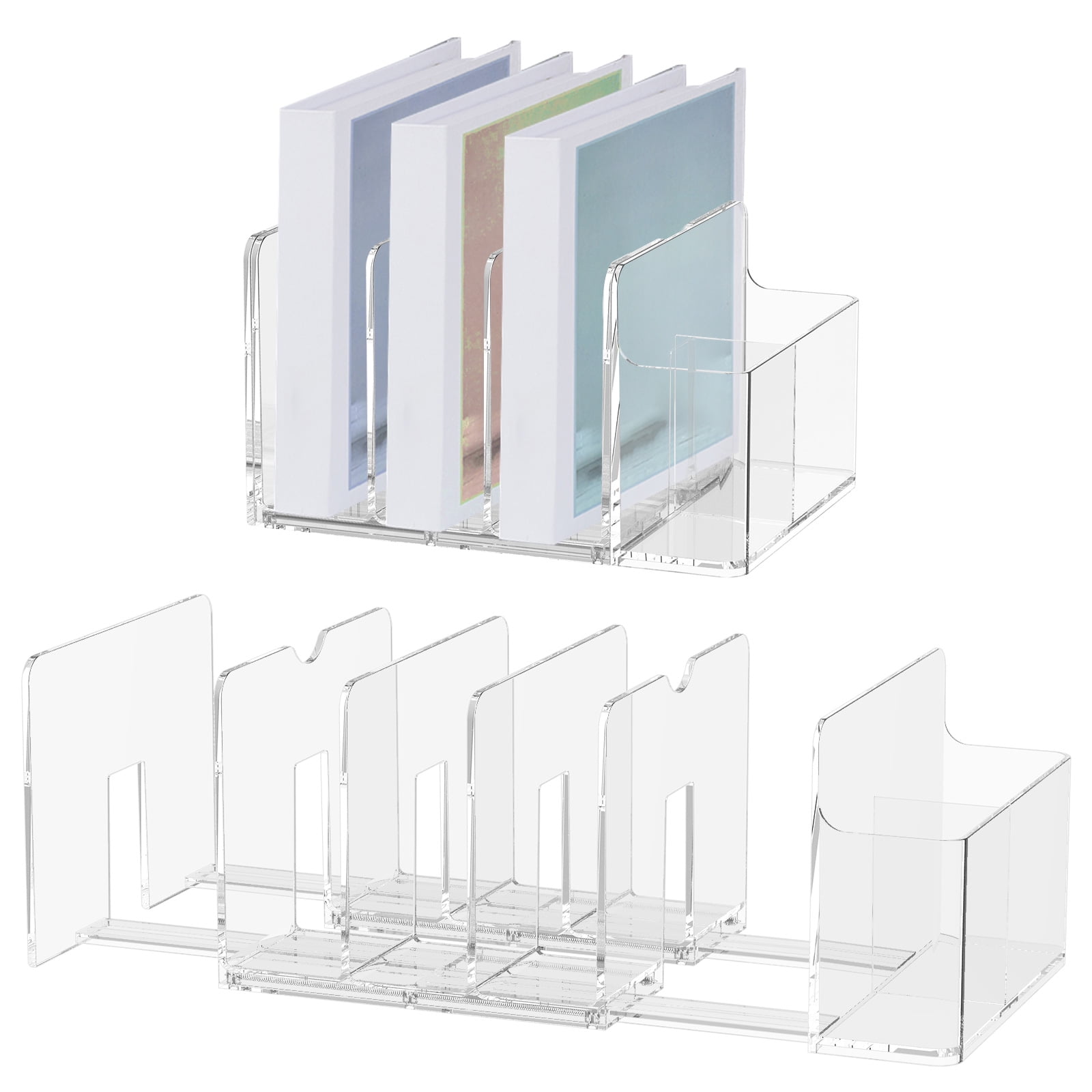 Grusce 2 Pack Clear Desktop File Organizer, Expandable Acrylic File ...