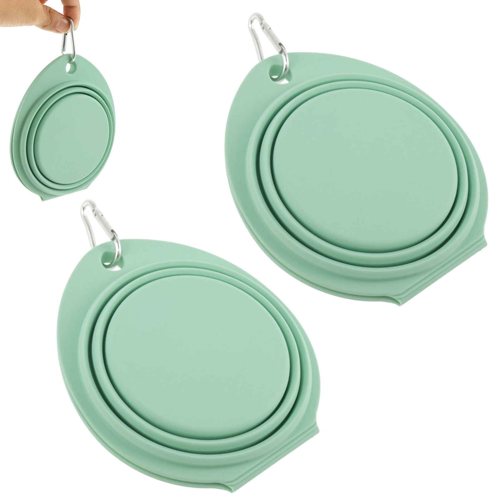 Grusce 2 Pcs Food Grade BPA Free Foldable Double Dog Bowls Reusable ...