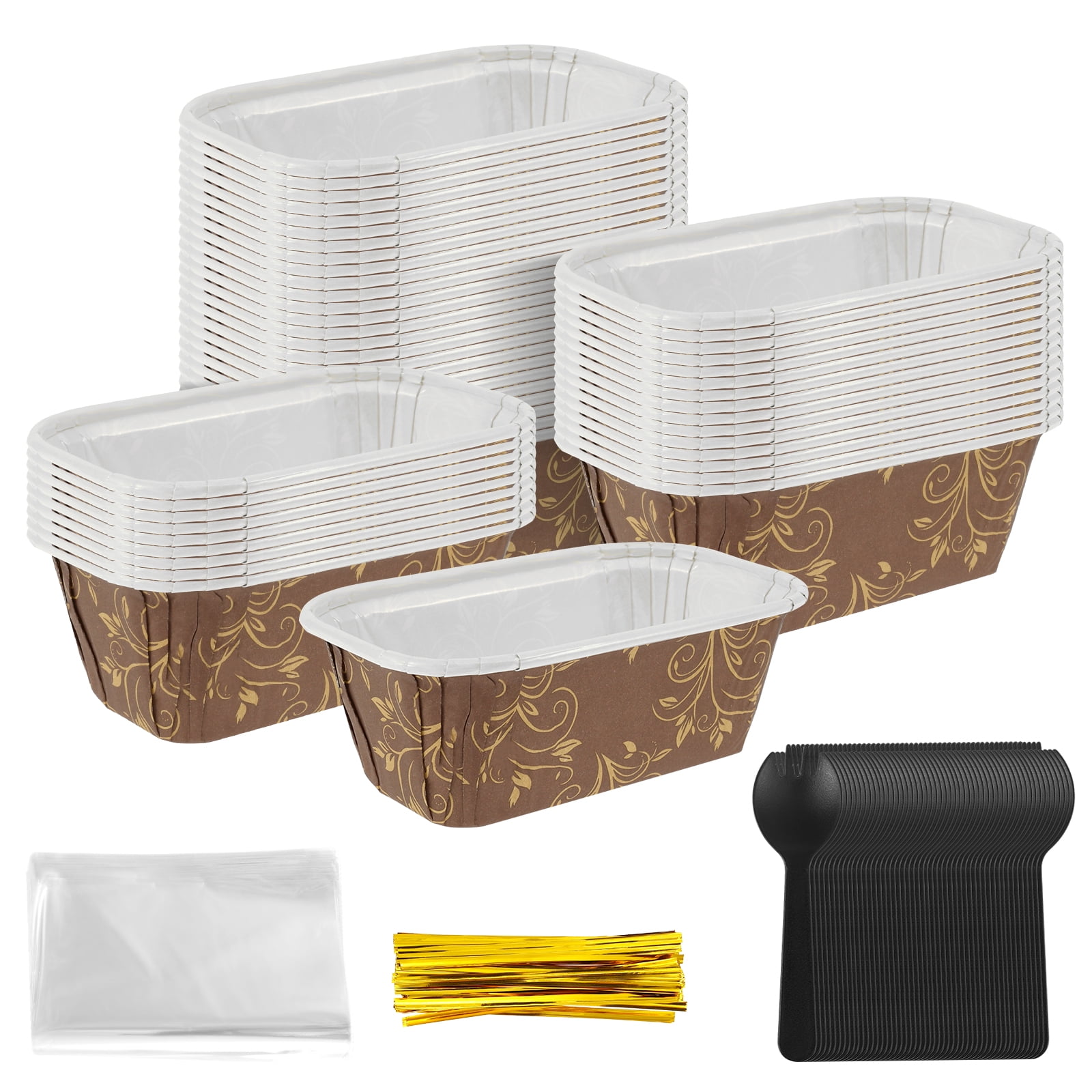 Grusce 200PCS Firm Rectangle Paper Baking Mold, Paper Baking Loft Pans ...