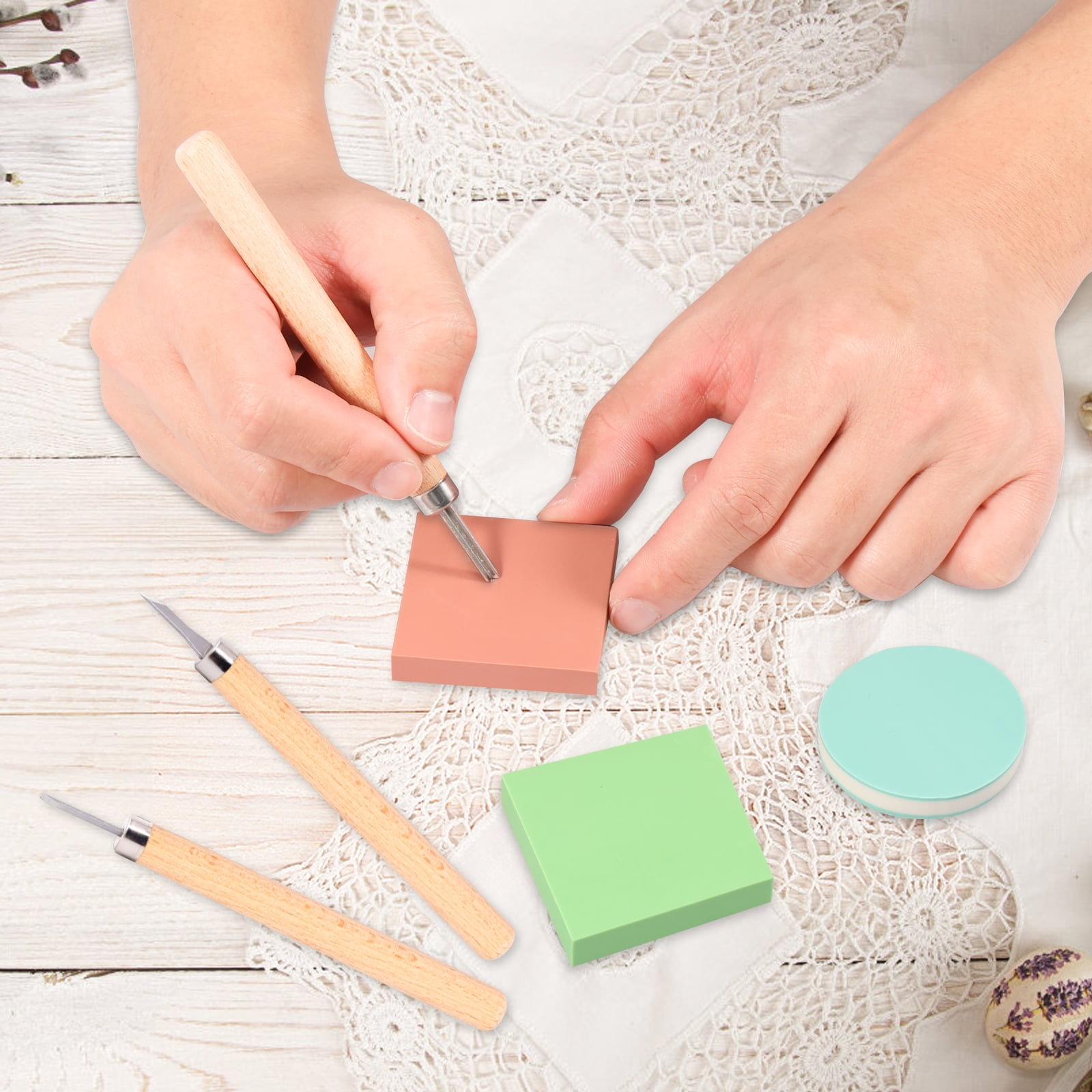 Grusce 23pcs Mixed Rubber Stamp Carving Blocks Set Carve Block Printing ...