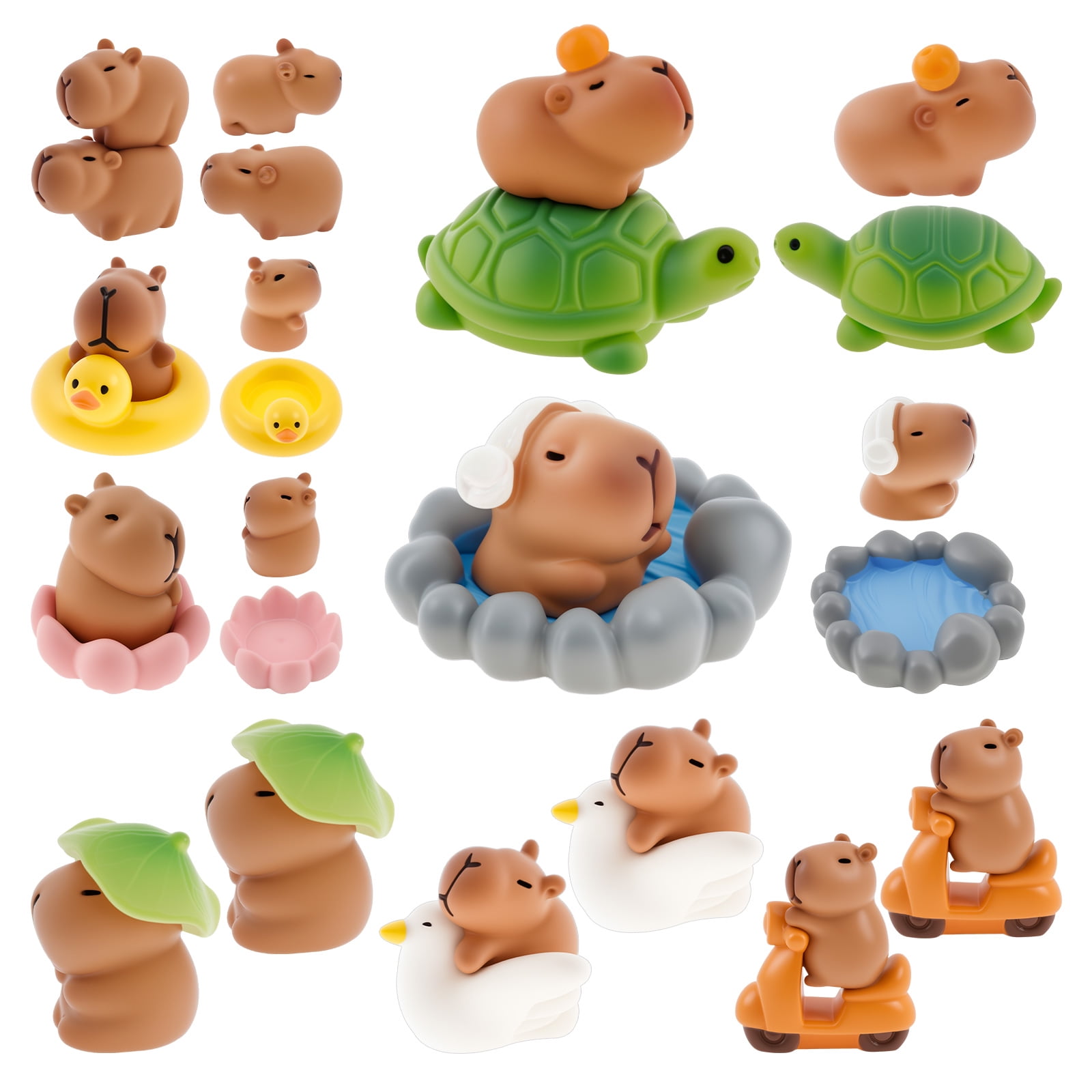 Grusce 26PCS Mini Capybara Figurines, Resin Animal Capybara Miniature ...