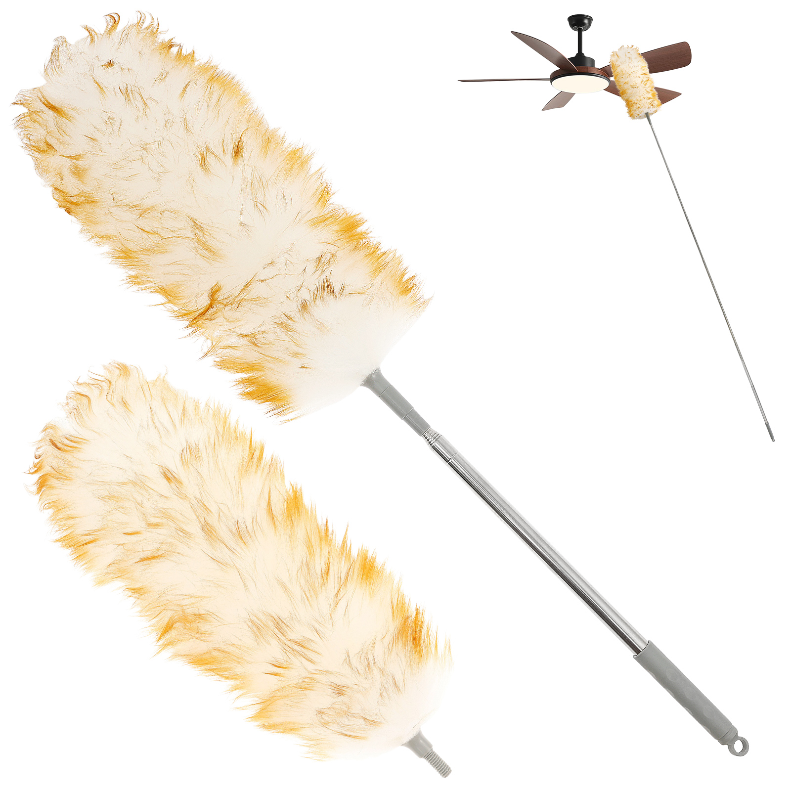 Grusce 2PCS Faux Wool Duster with Comfortable Handle, Retractable ...