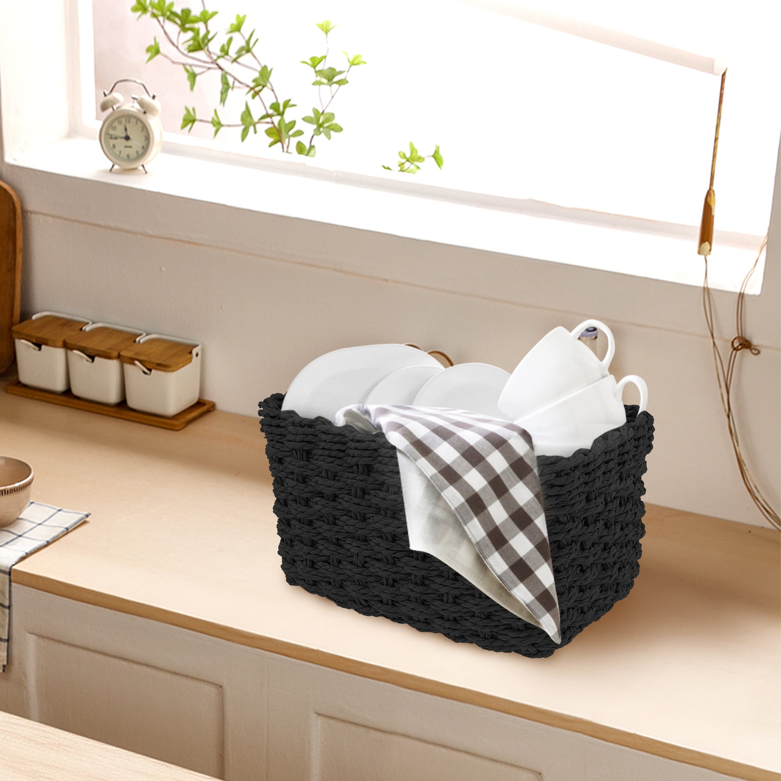 Grusce 3 Pcs Storage Baskets for Organizing Grass Woven Storage Basket ...