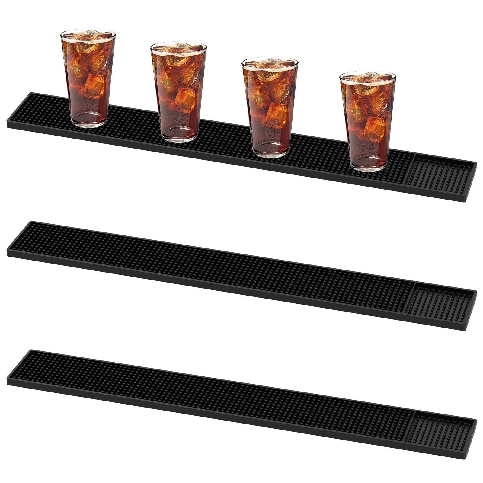 Grusce 3PCS Rubber Bar Mats, Nonslip Black Bar Counter Service Spill ...