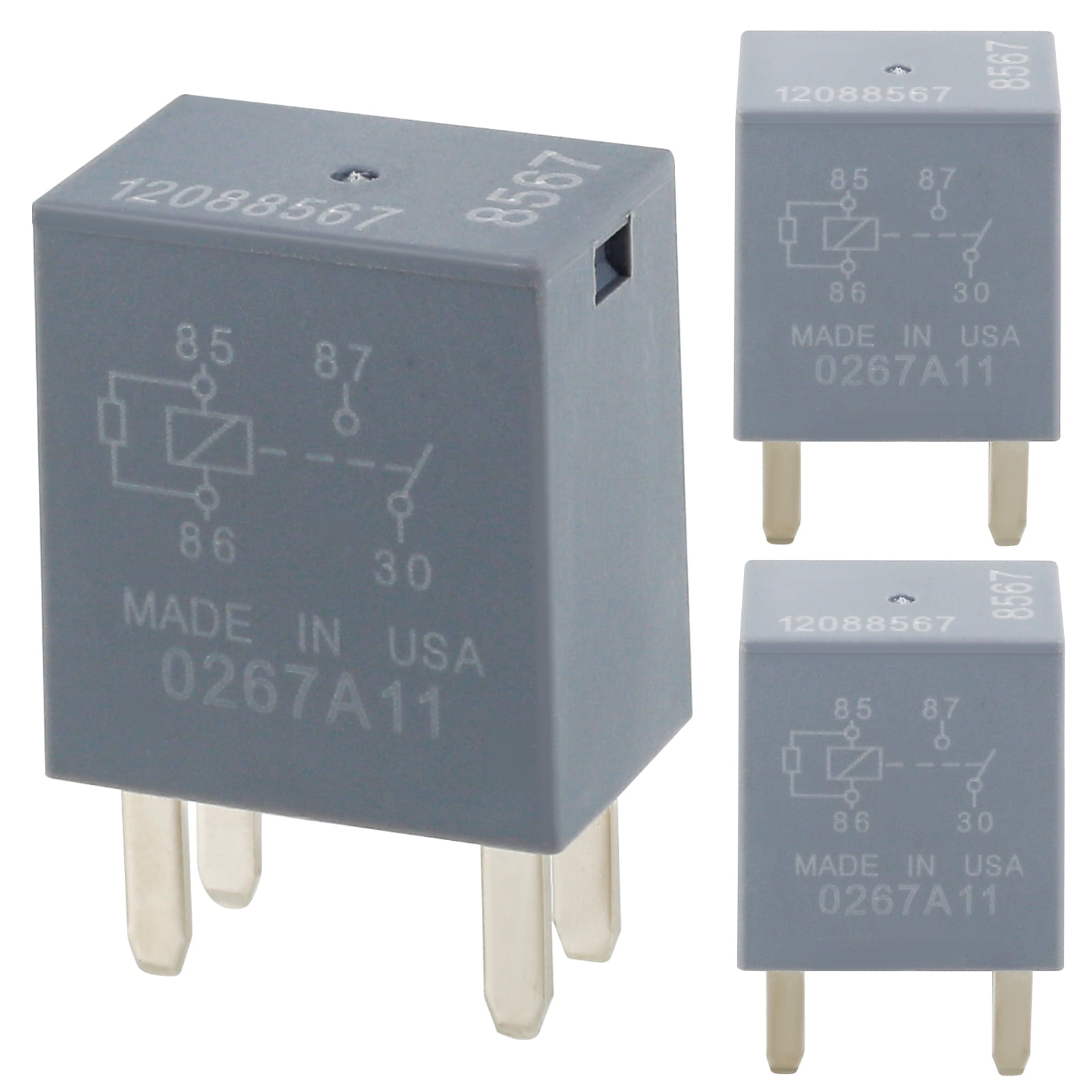 Grusce 3Pcs 12088567 Automotive Relay 12VDC 20A 4 Pins Car Relay High ...