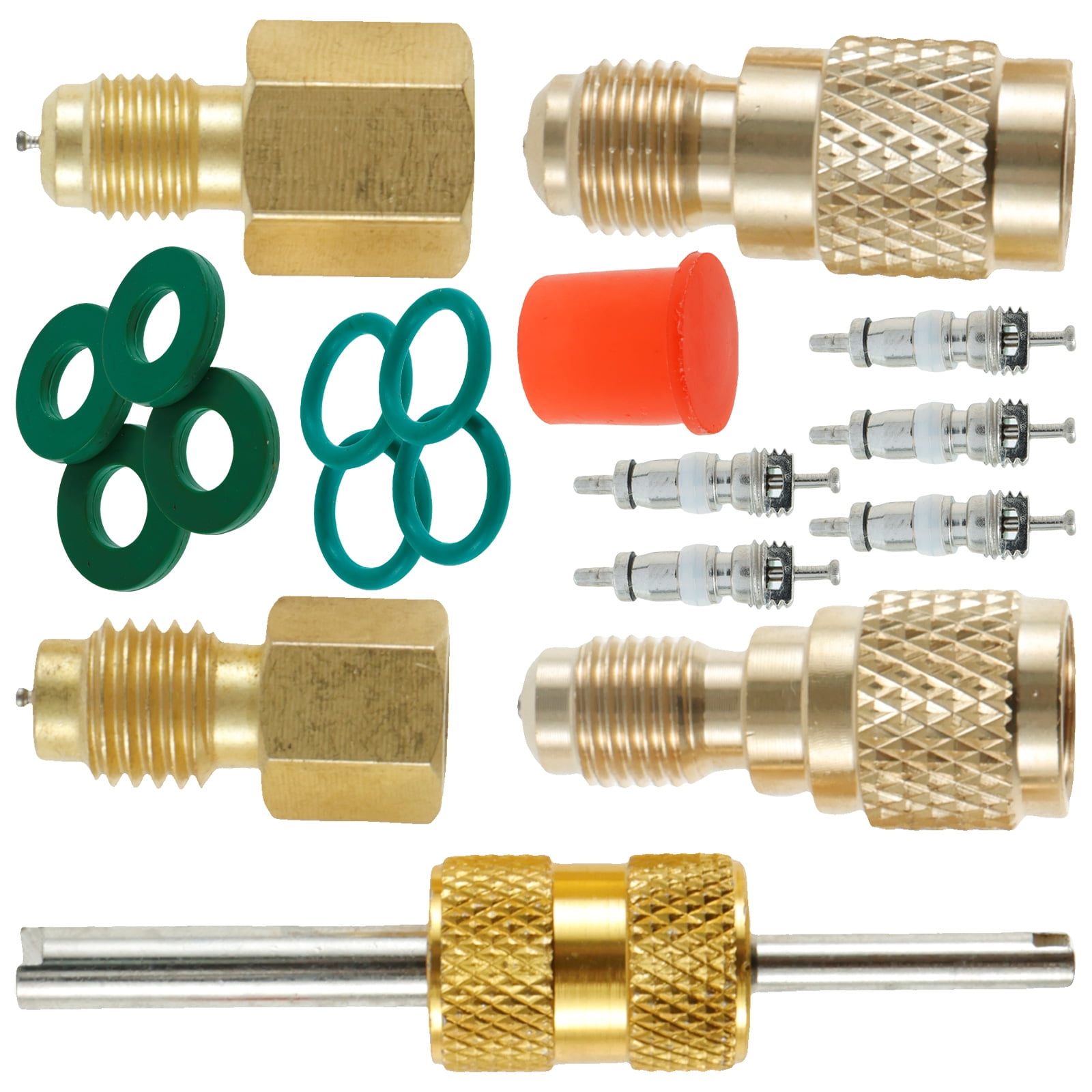 Grusce 4Pcs 6015 R134A Brass Refrigerant Tank Adapter to R12 Fitting ...