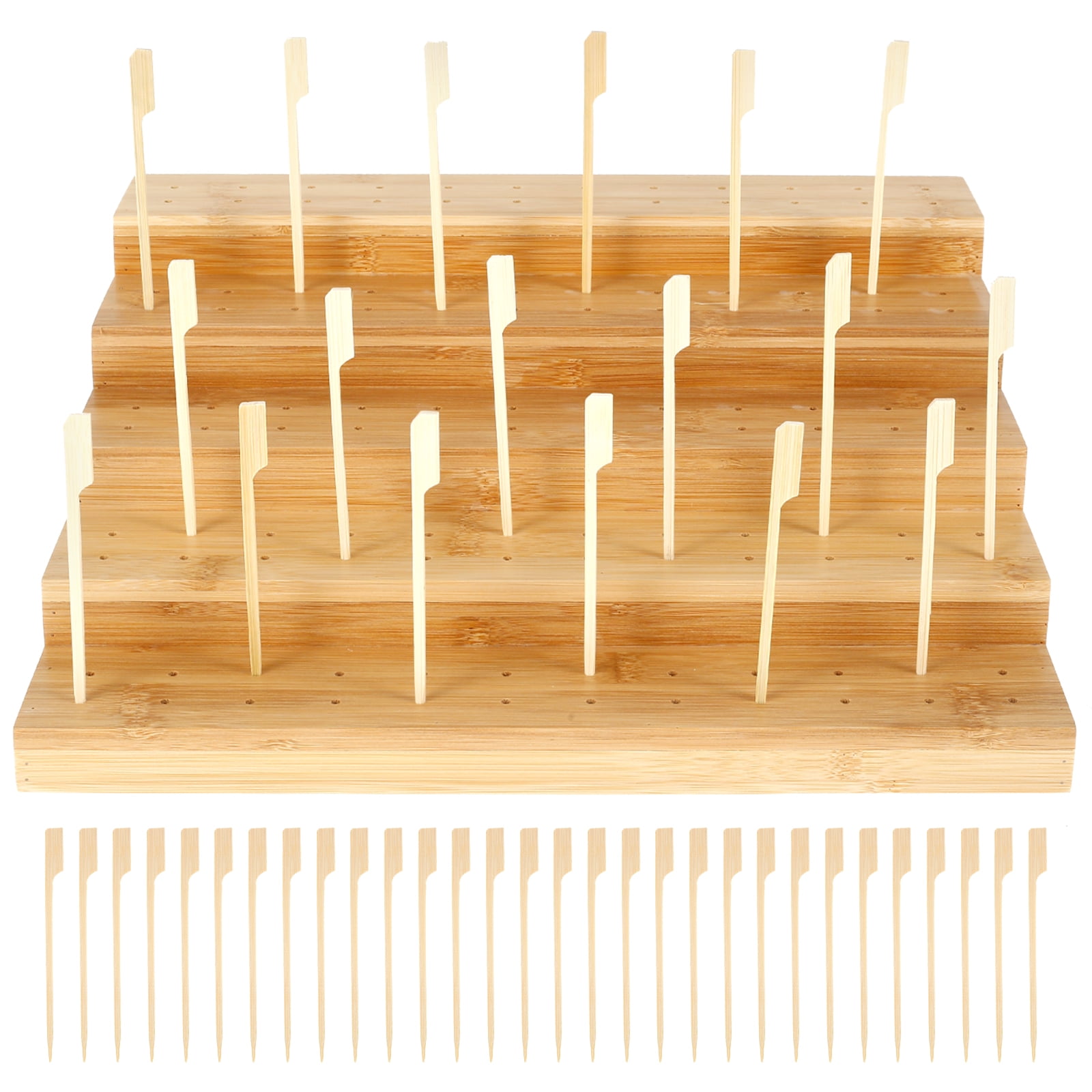 Grusce 5 Tier Bamboo Party Food Display Rack with 120 Holes Enduring ...