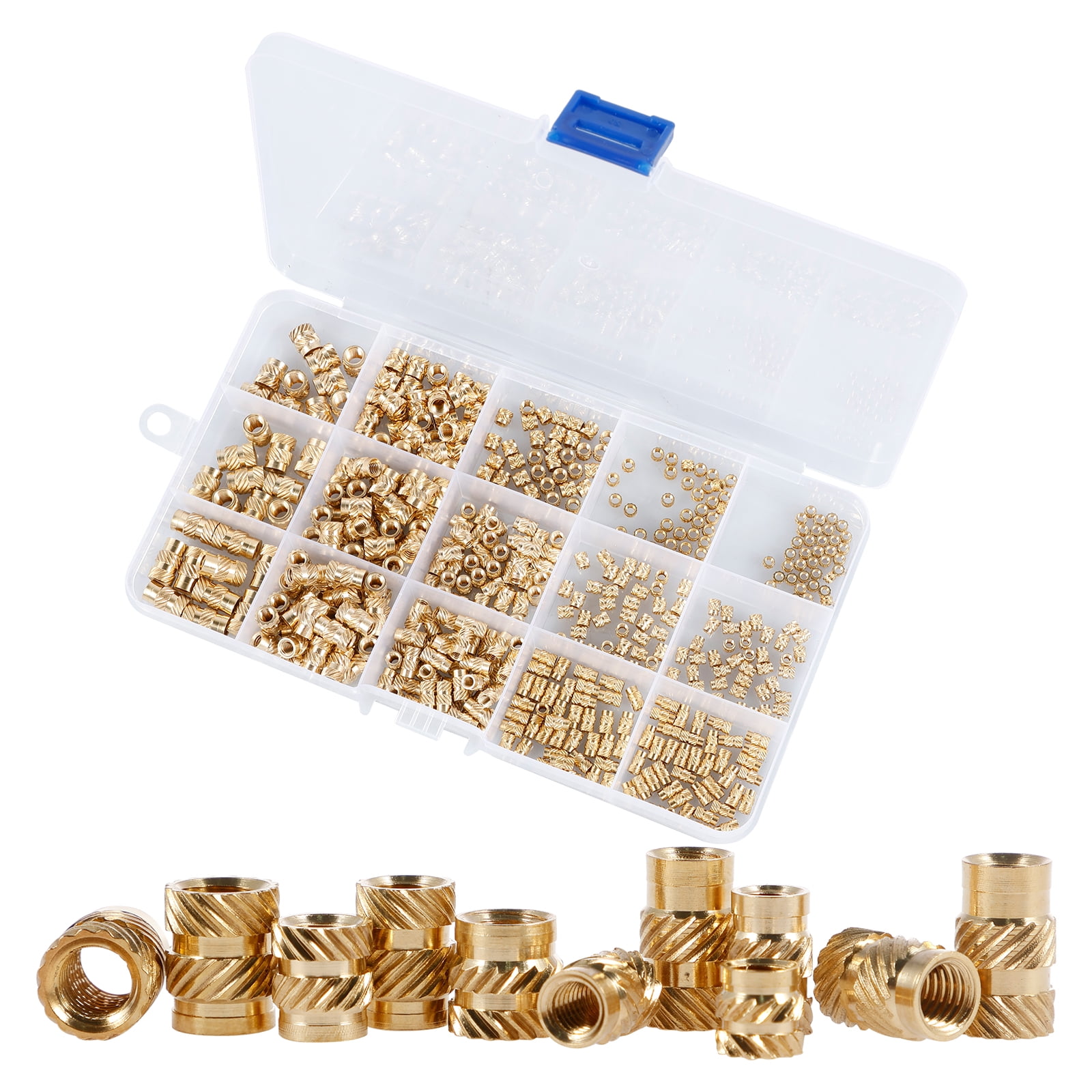 Grusce 500Pcs Threaded Inserts Metric Knurled Nuts Assortment Kit M2 M2 ...