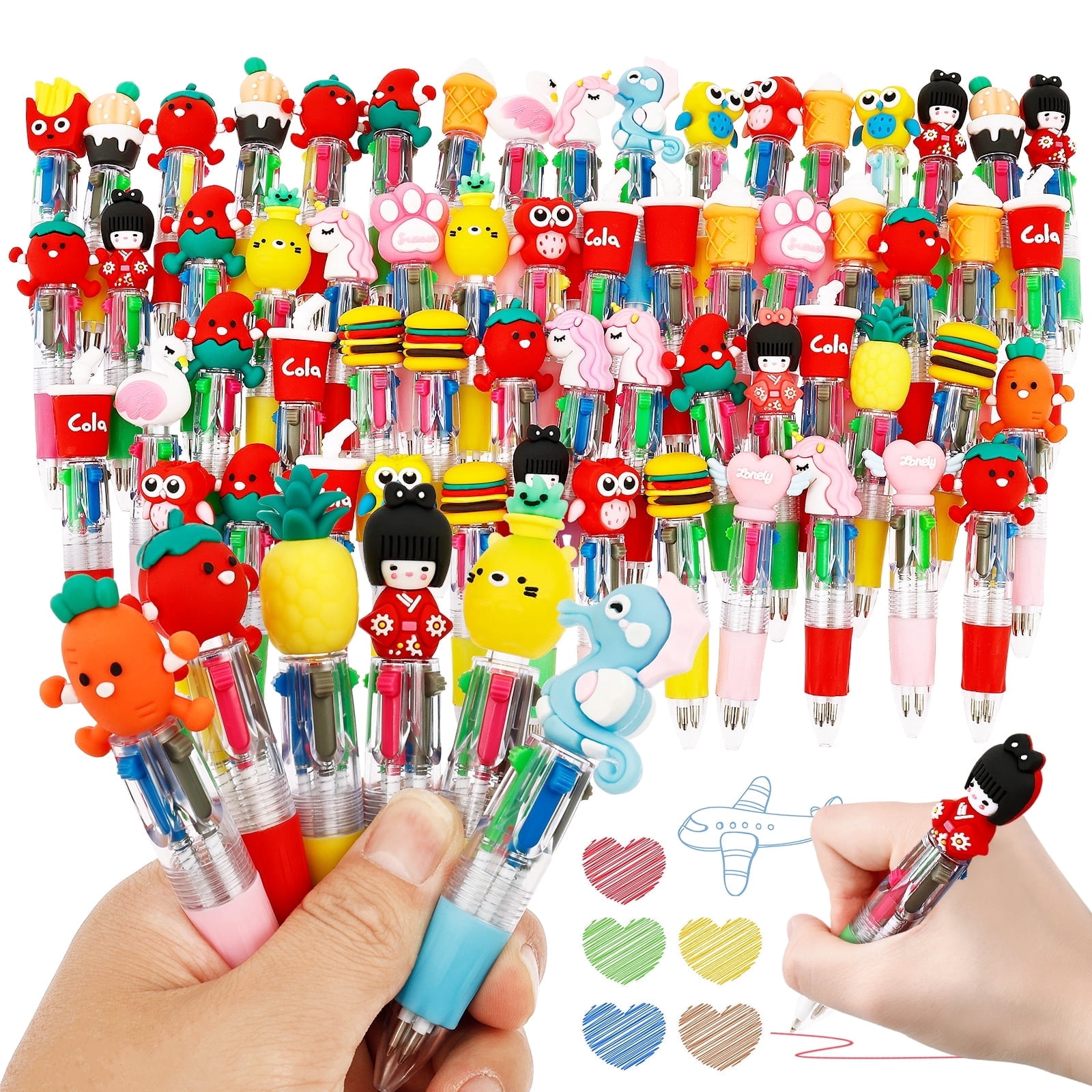 NUAHRHY 60Pcs Mini Multicolor Pens in One, 4 in 1 Colors Retractable ...