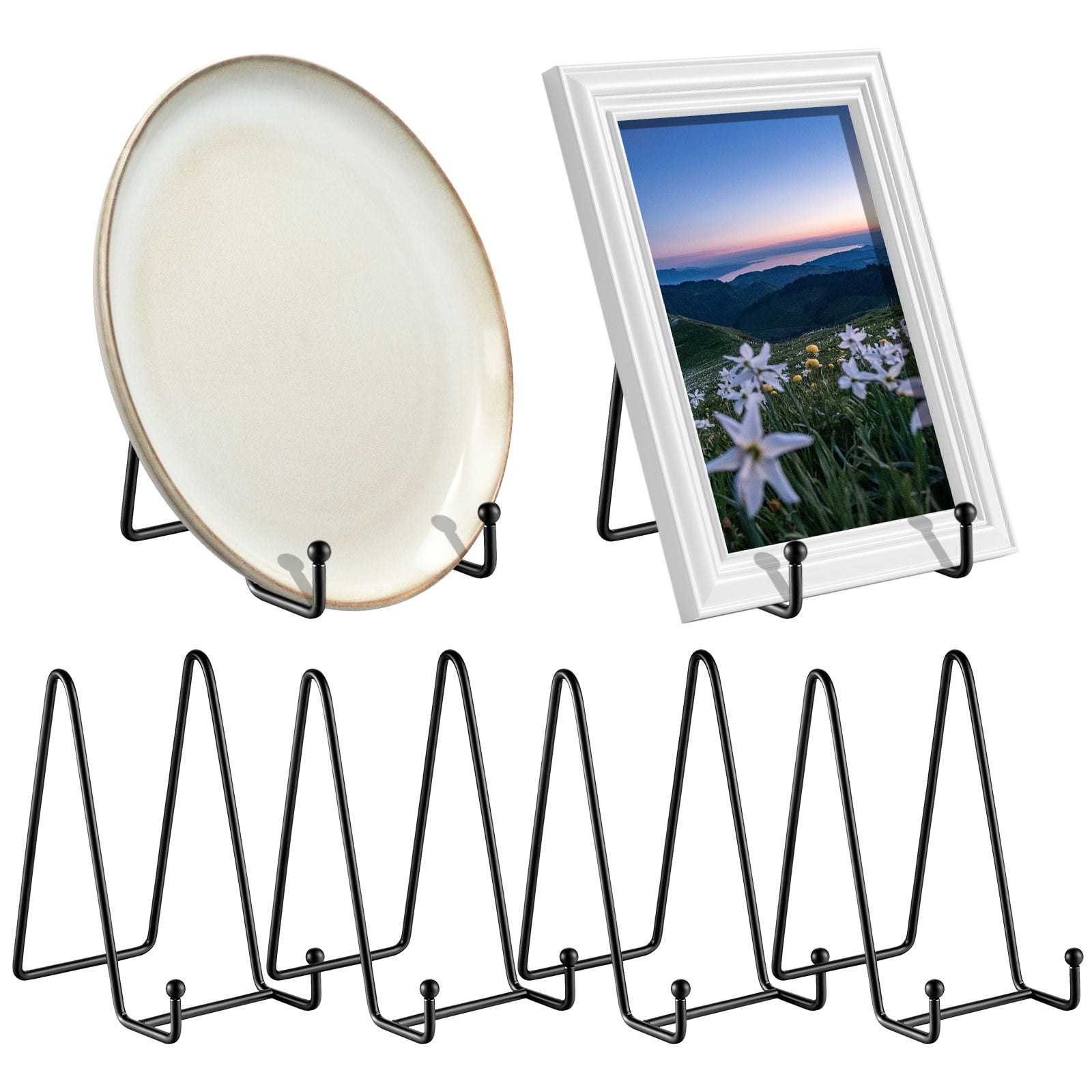 Grusce 6PCS Metal Plate Stand, 6 Inch Metal Plate Holder, Picture Frame ...