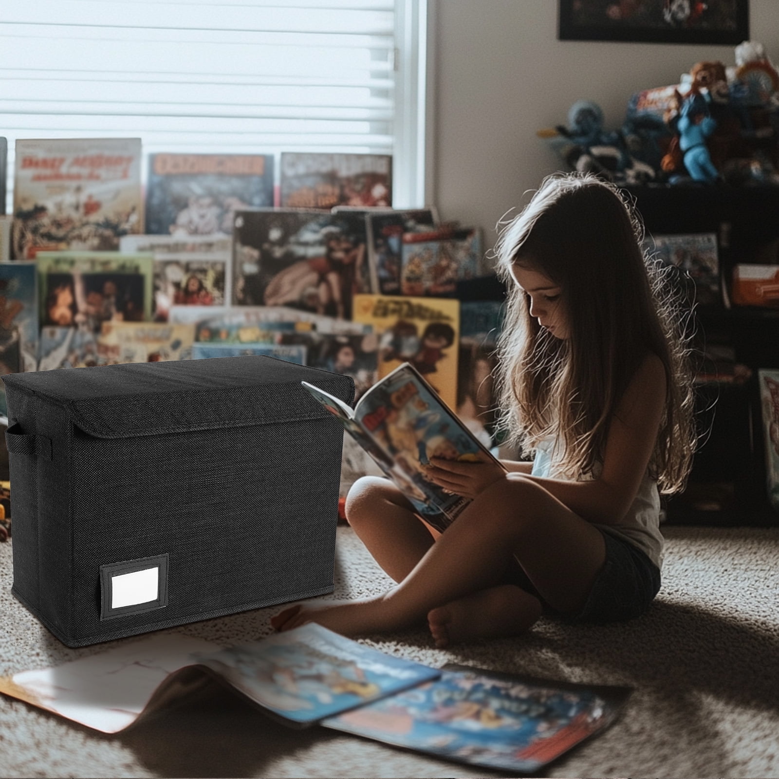 Grusce 6pcs Collection Comic Book Storage Box with Handles and Enclosed ...