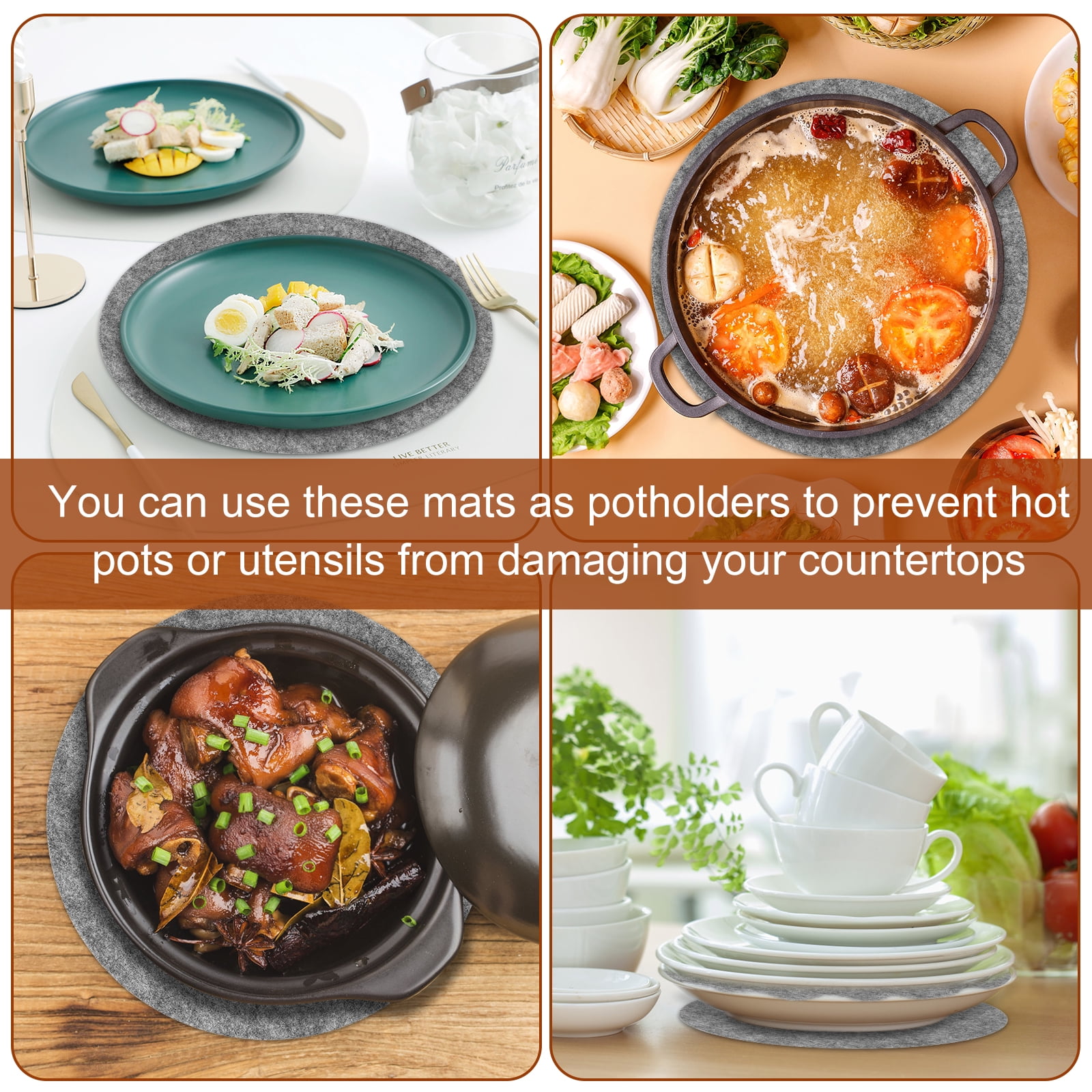 Grusce 84Pcs Plate Storage Dividers Cuttable Felt Plate Separators ...