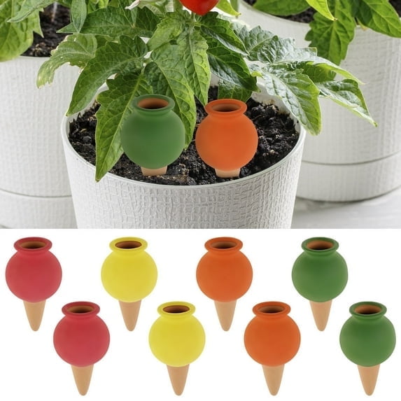FUYGRCJ 8PCS Self Watering Spikes Clay, Self Watering Planter Insert ...