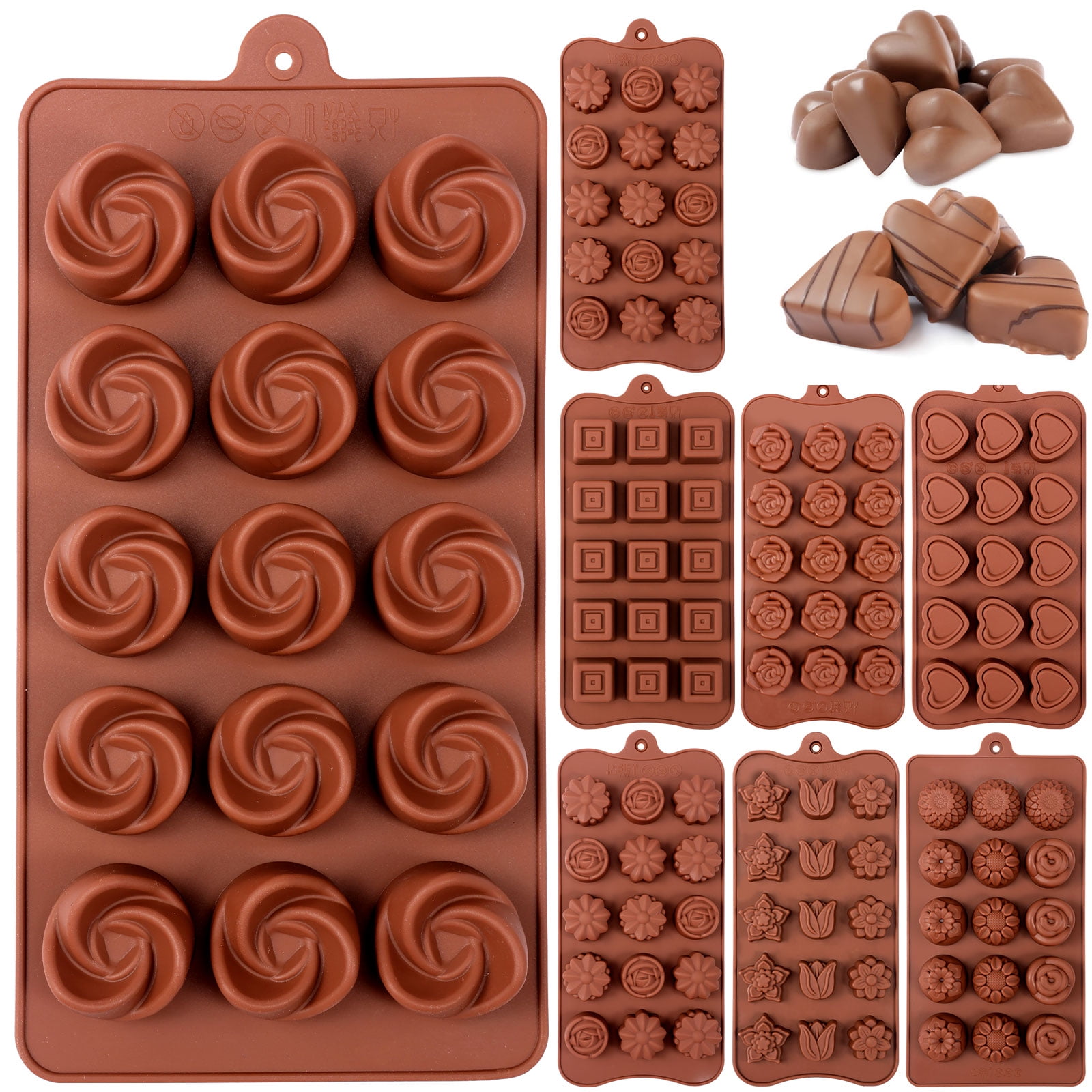 Grusce 8PCS Silicone Chocolate Bar Molds, Chocolate Bar Mould 2 Choice ...