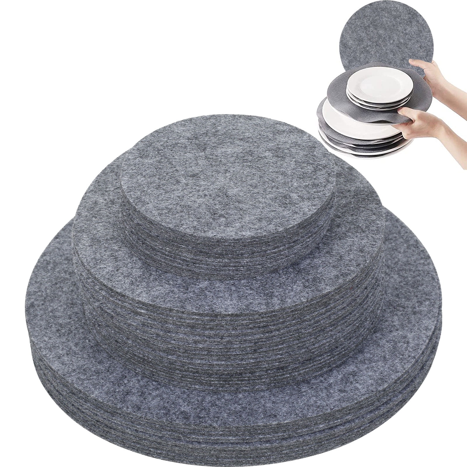 Grusce 96 Pcs Felt Plate Storage Dividers Protectors,Felt Round Plate ...