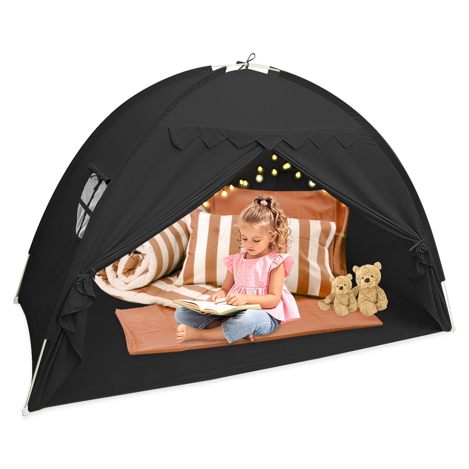 Grusce Bed Canopy Tent, Blackout Sleeping Tent, Sturdy Large Privacy ...