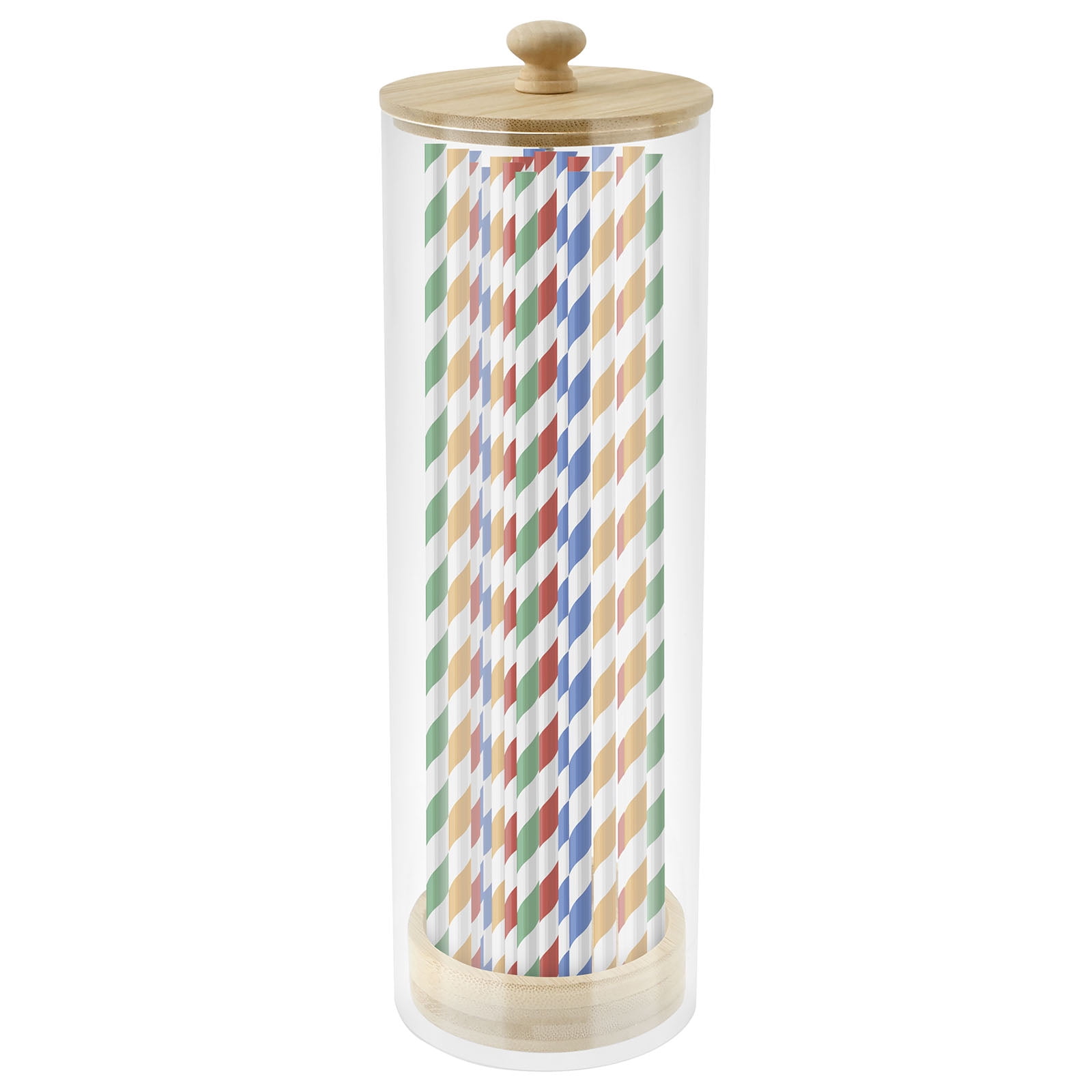 Grusce Clear Acrylic Straw Holder With Lid Dust Proof Multipurpose ...