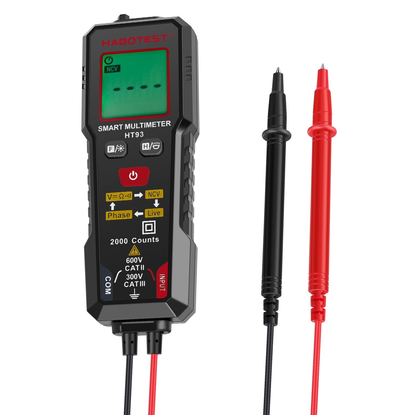 Grusce Digital Multimeter 2000 Counts Smart Auto Ranging Multimeter ...