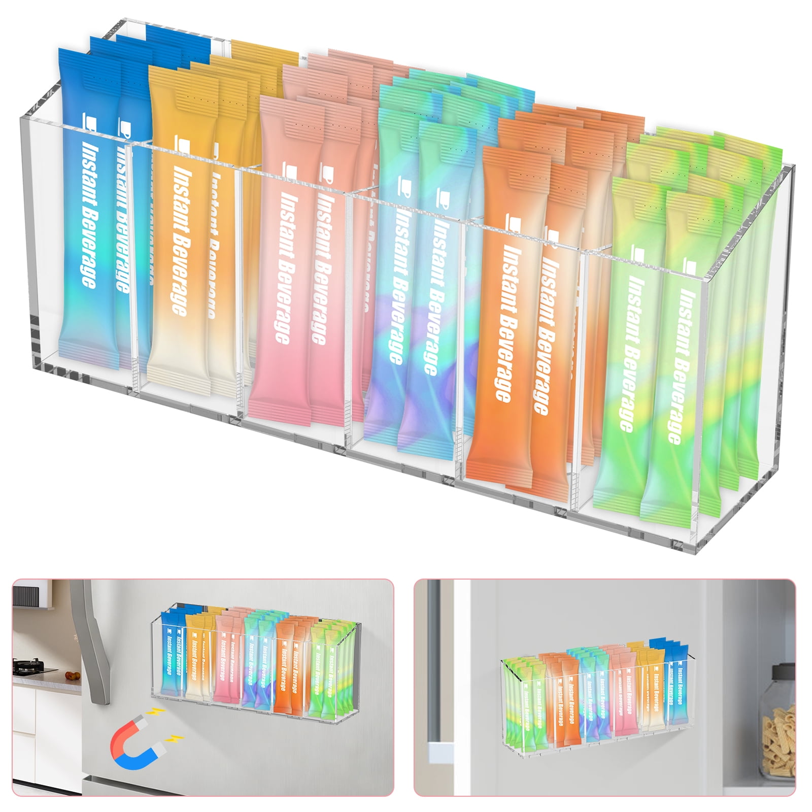 Grusce Drink Packet Organizer, Water Drink Packet Holder with Removable ...