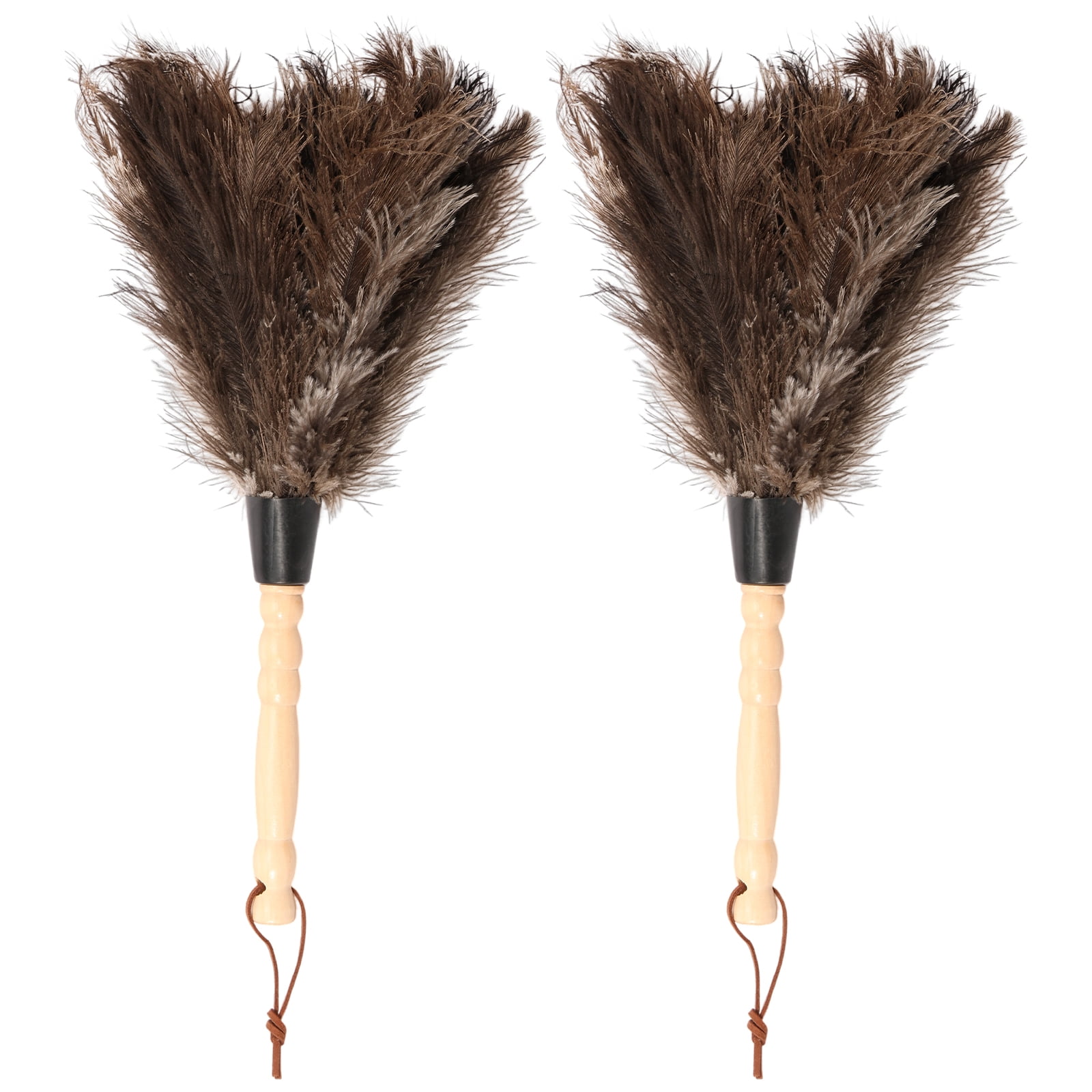 Grusce Feather Duster with Wood Handle, Multipurpose Reusable Feather ...