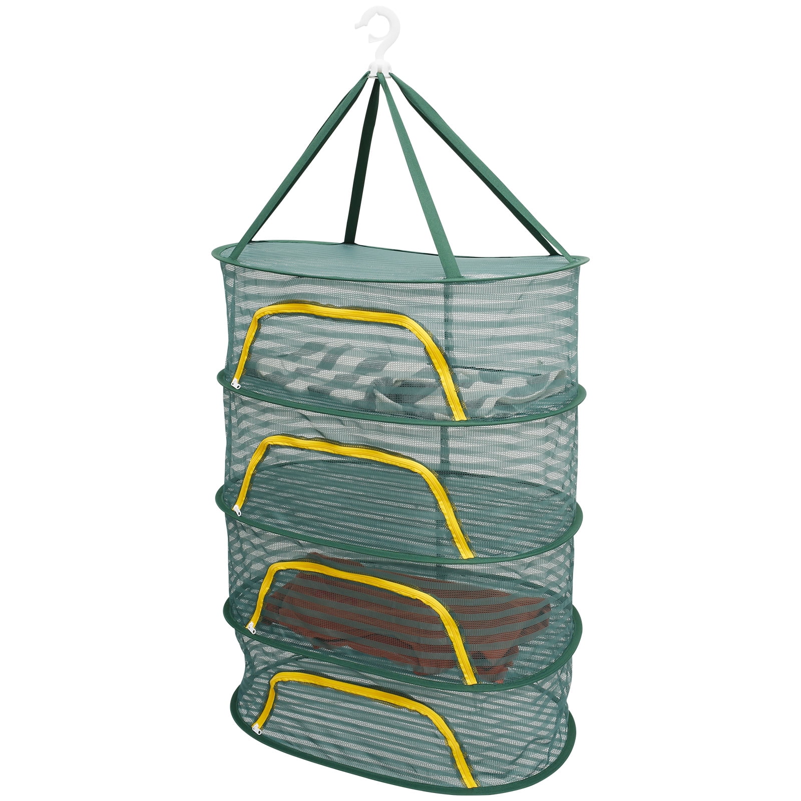 Grusce Herb Drying Rack 4 Layers Hanging Mesh Net with Zipper Closure ...
