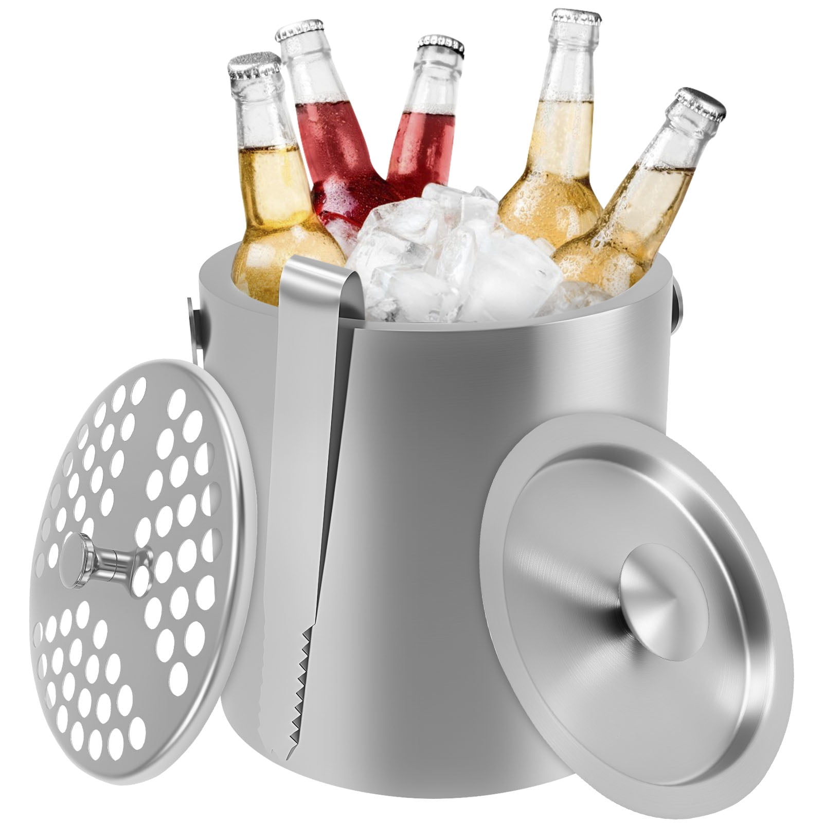 Grusce Insulated Ice Bucket, Stainless Steel Ice Bucket Container ...