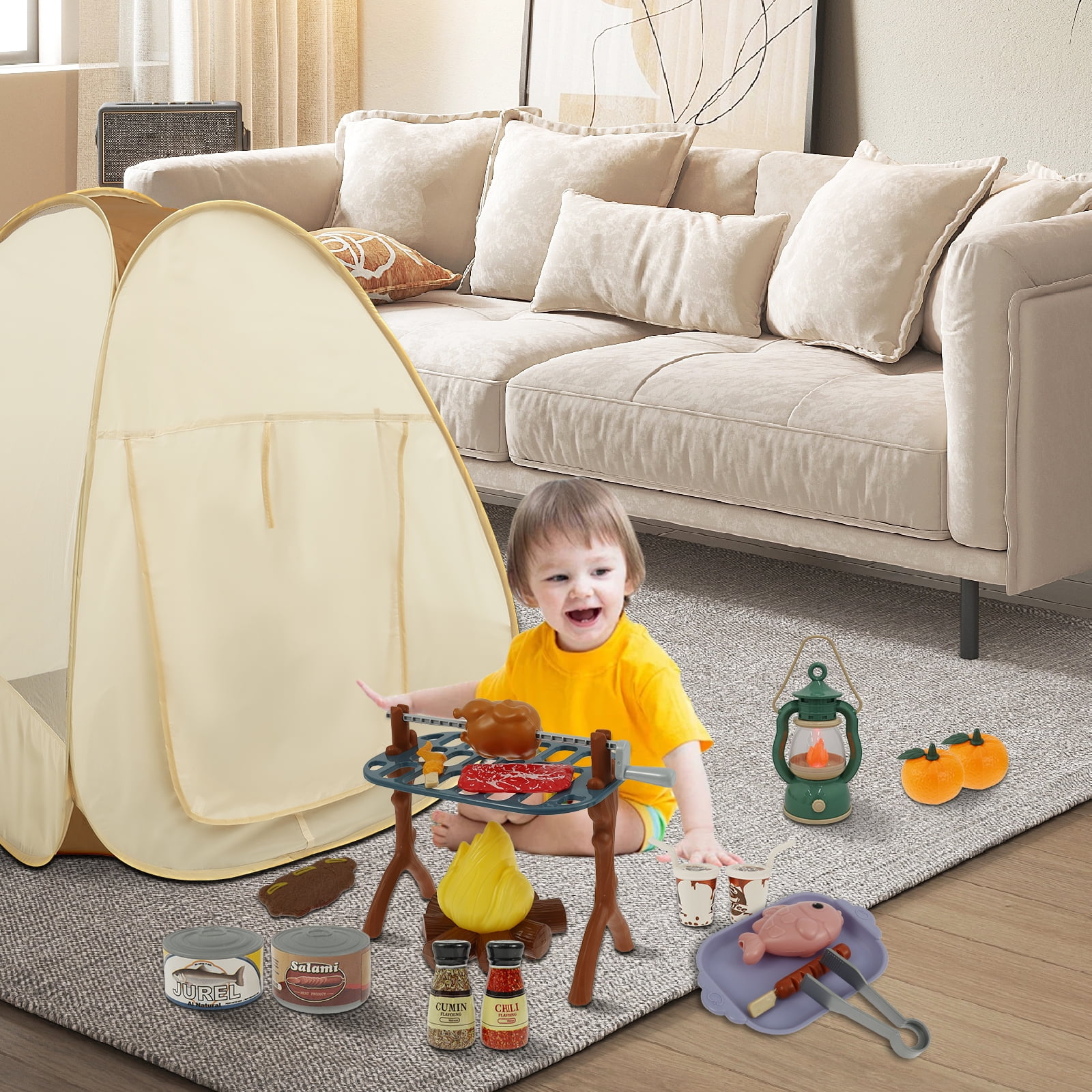 Grusce Kids Camping Set Safe Tent Toys Sturdy Toddler Camping Gear Kit ...