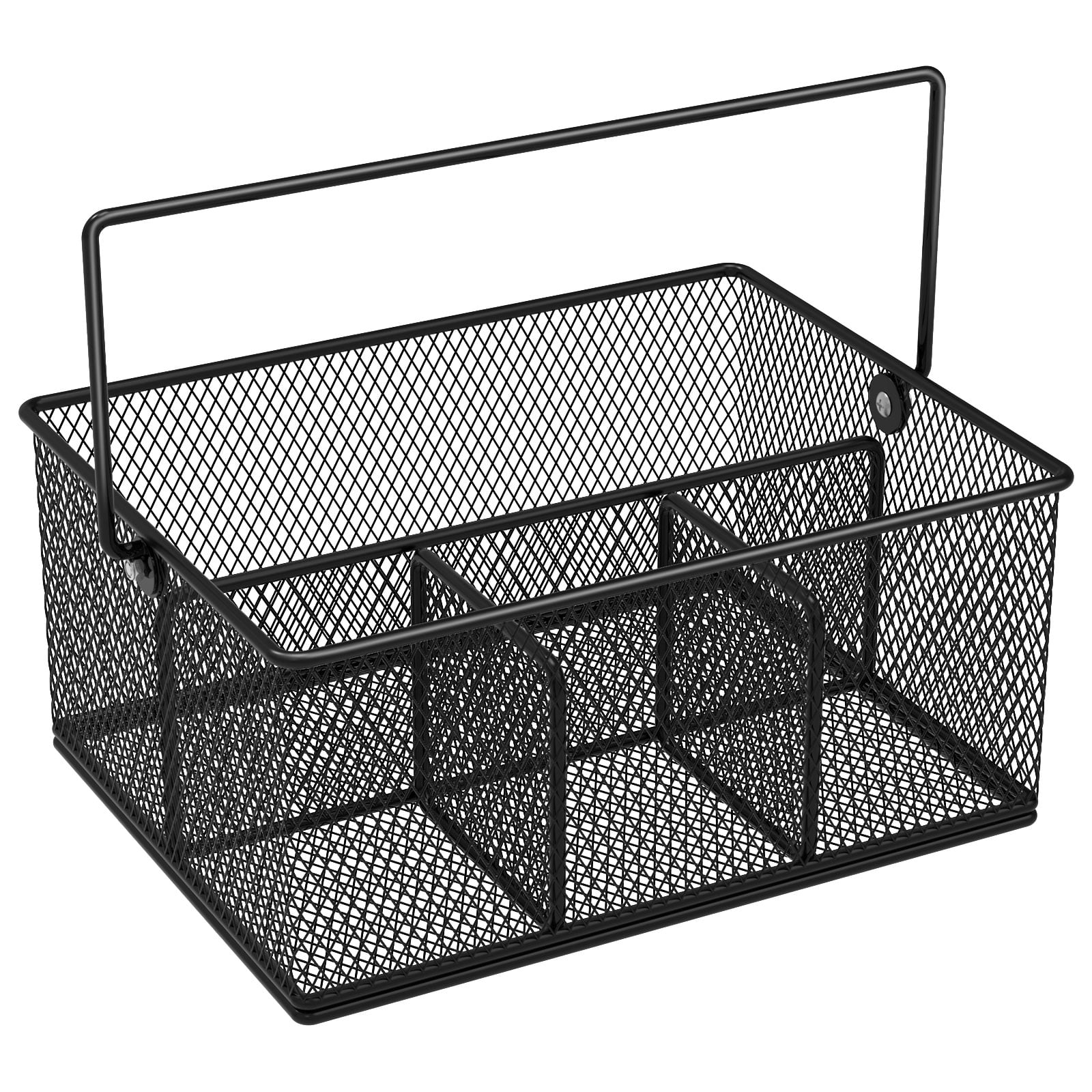 Grusce Metal Mesh Utensil Basket with 4 Compartments and Handle ...
