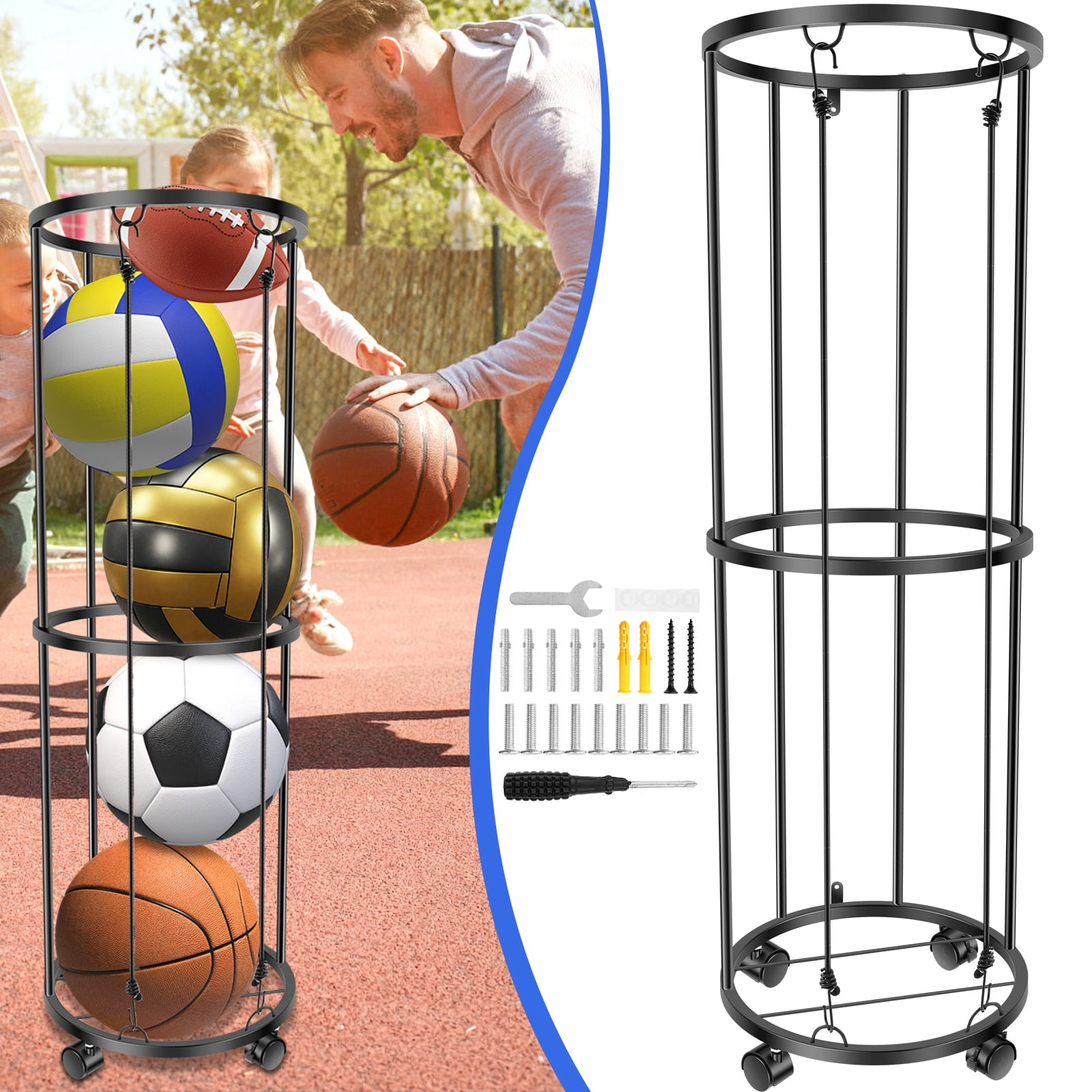 Grusce Metal Wall Mounted Vertical Basketball Cage for Garage Rust ...
