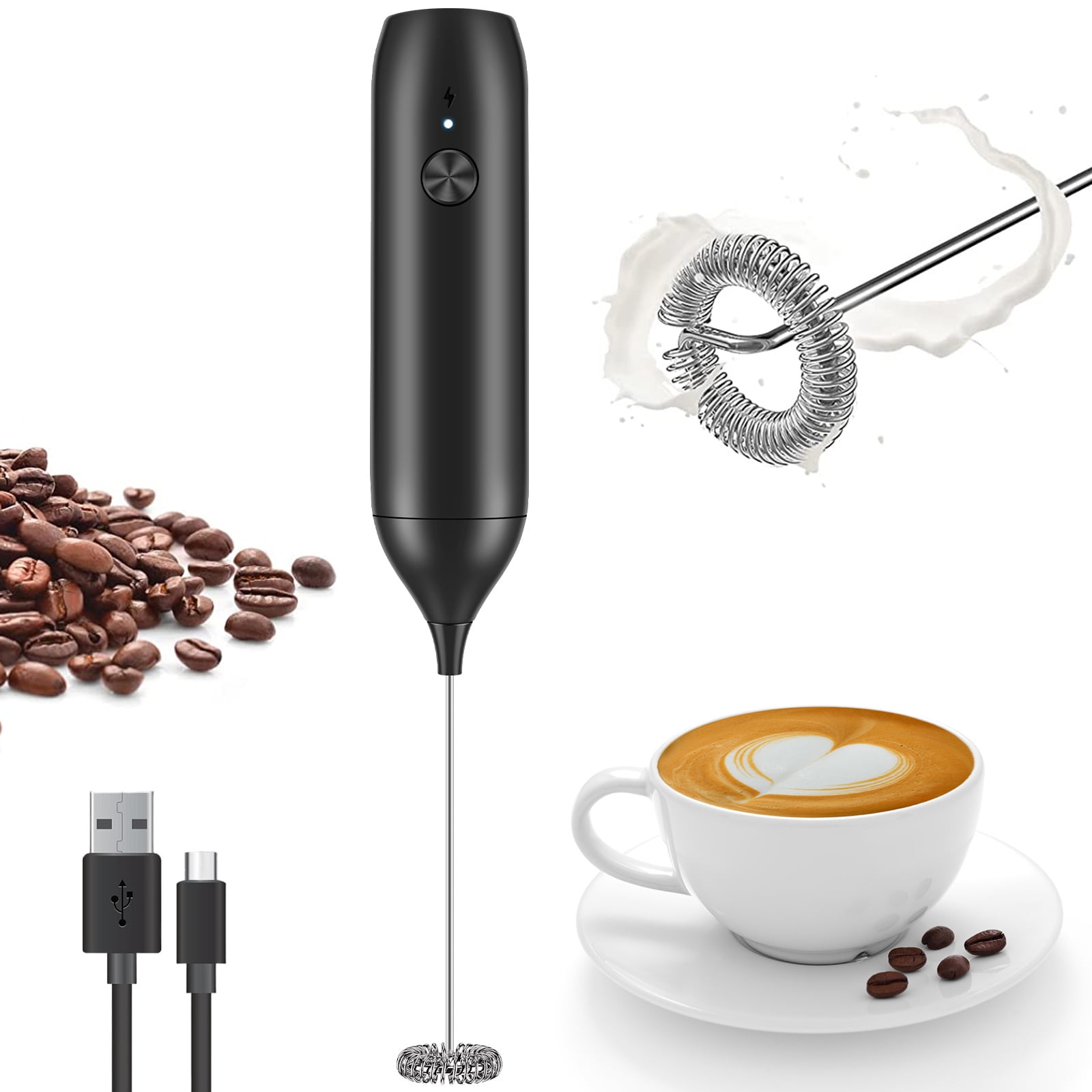 Grusce Milk Frother Rechargeable, Handheld Electric Whisk,Rechargeable ...