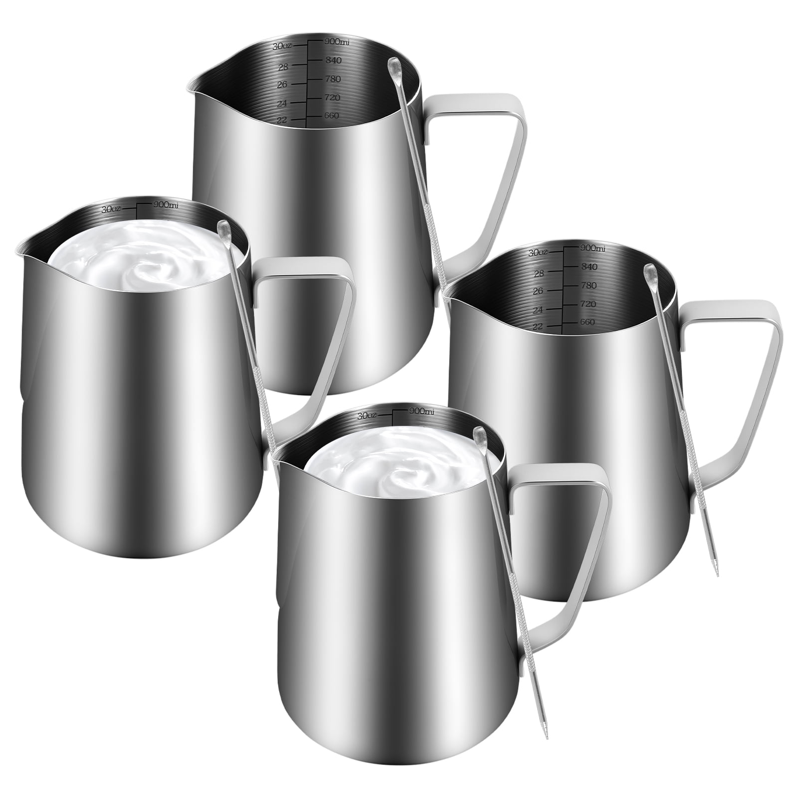 Grusce Milk Pitcher Kit, Solid Stainless Steel Coffee Pitcher Set ...