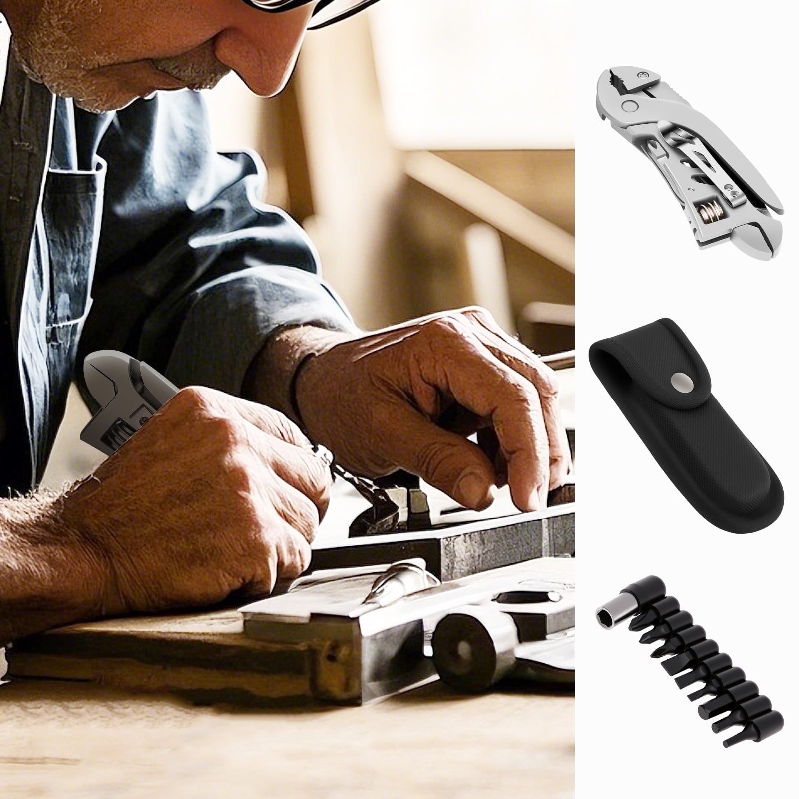 Grusce Multitool Wrench Portable Flat Multitool with 7 Tools Pliers ...