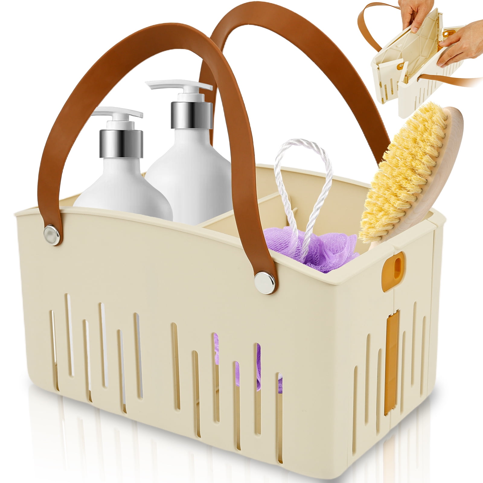 Grusce Portable Shower Caddy, Foldable Shower Caddy with Double Handle ...