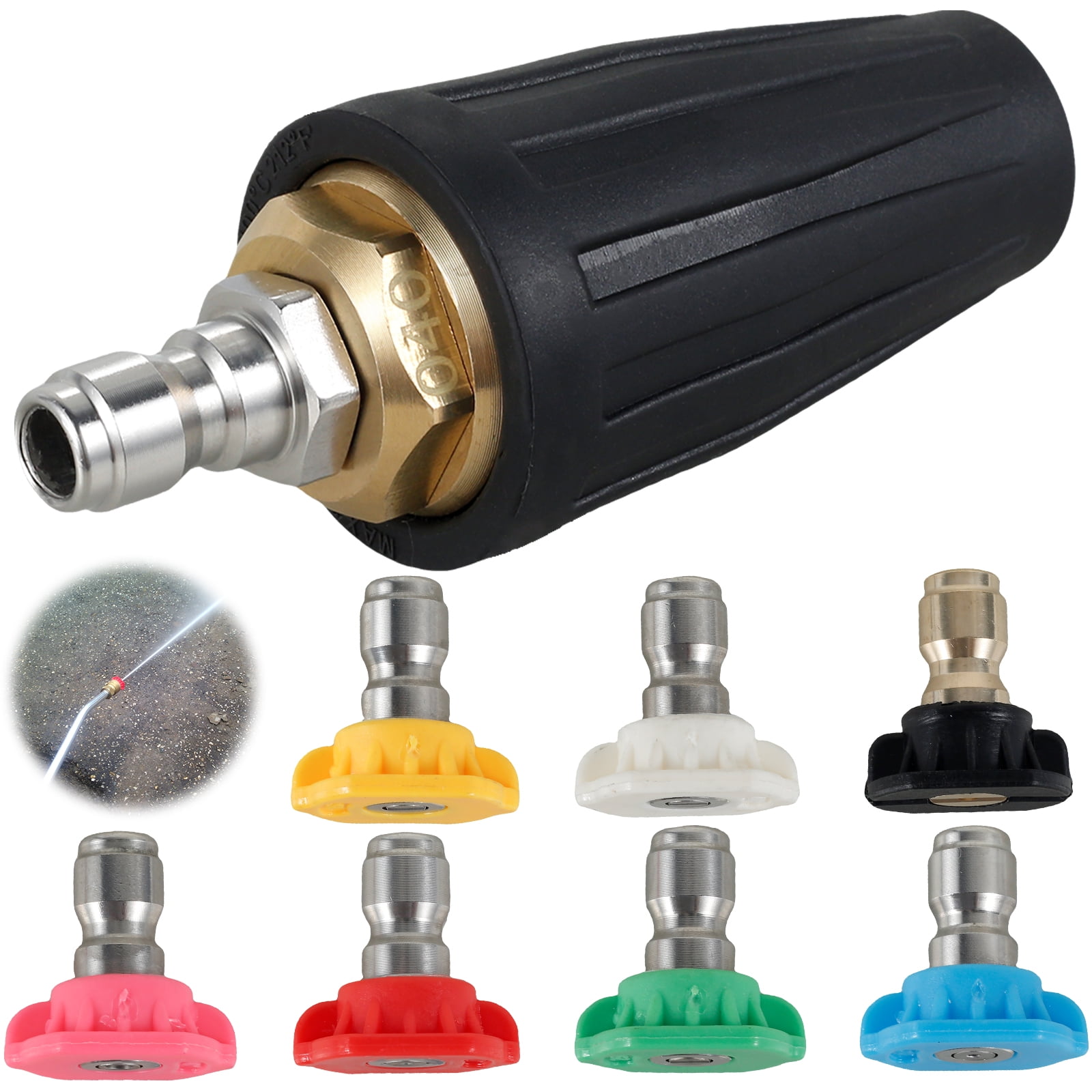 Grusce Pressure Washer Tip Turbine Nozzle Kit 360° Rotating Turbine ...