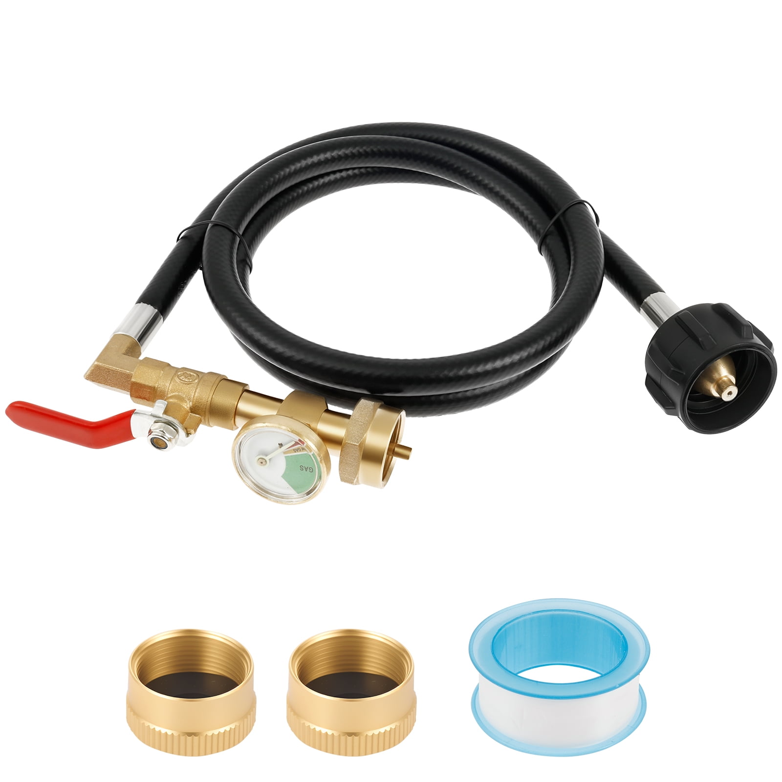 Grusce Propane Refill Adapter Hose for 1 lb Tanks 4FT Flexible Propane Tank Extension Hose with ...