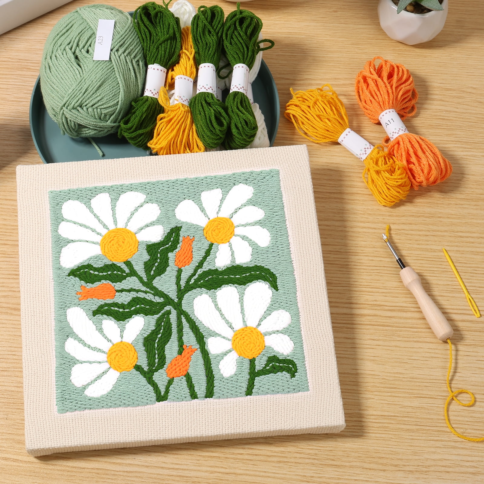 Grusce Punch Needle Kits for Beginner Complete Embroidery Punch Needle ...