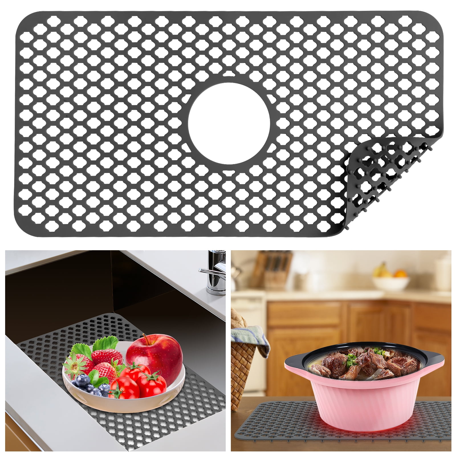Grusce Silicone Sink Protector for Kitchen Sink 24.8''x13'' Kitchen ...