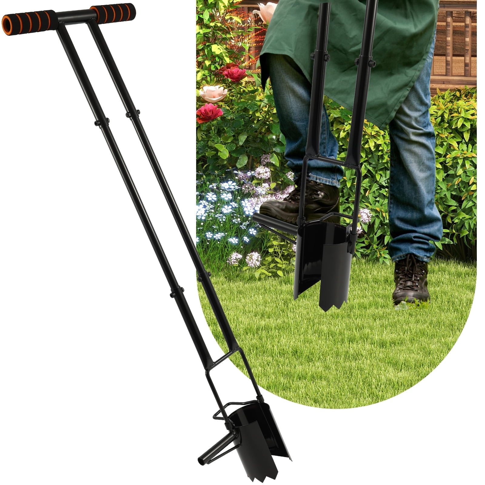 Grusce Sod Plugger, Long Handle Sod Cutter, Serrated Base Bulb ...