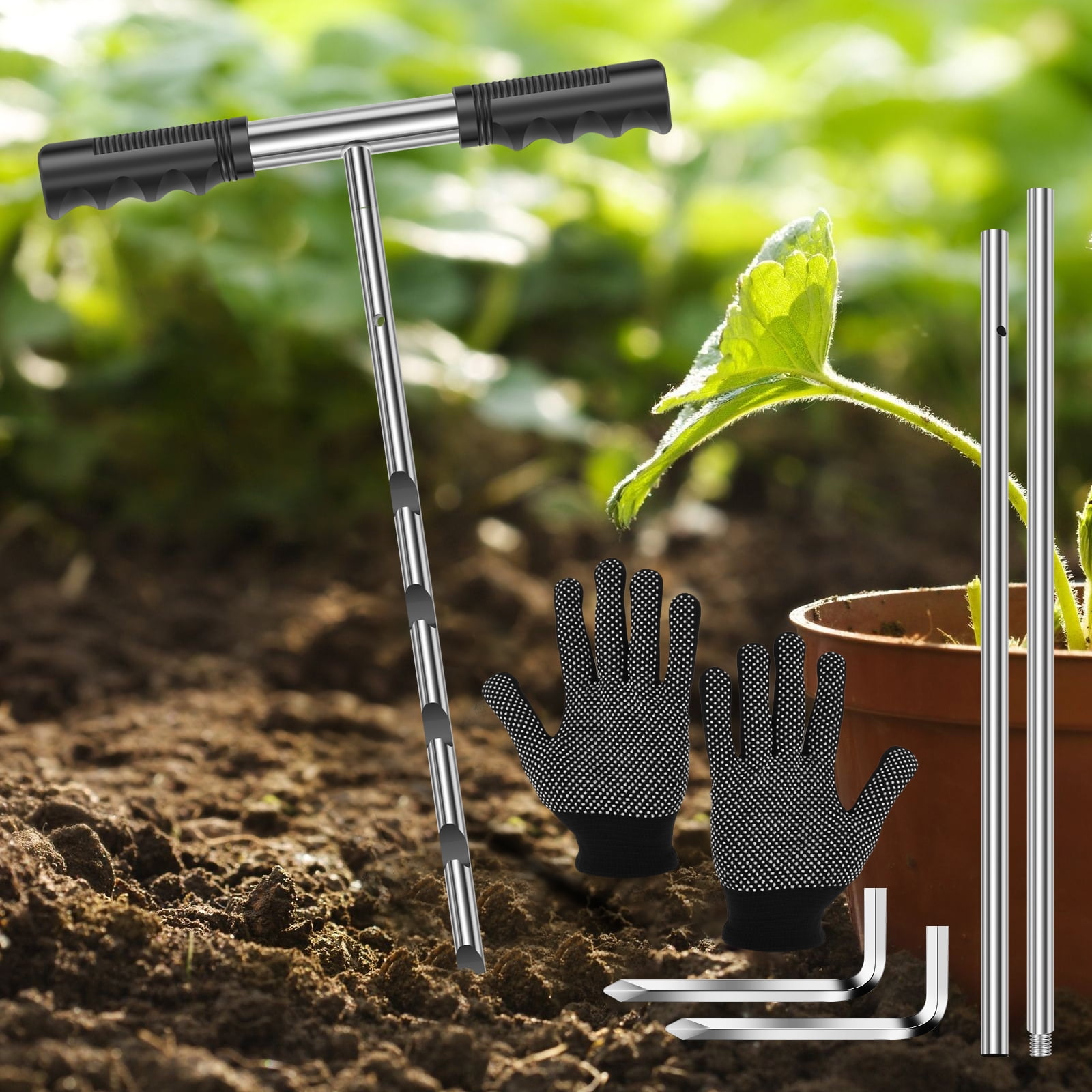 Grusce Soil Sample Probe Stainless Steel Ground Probe Rod 10.2 inch ...