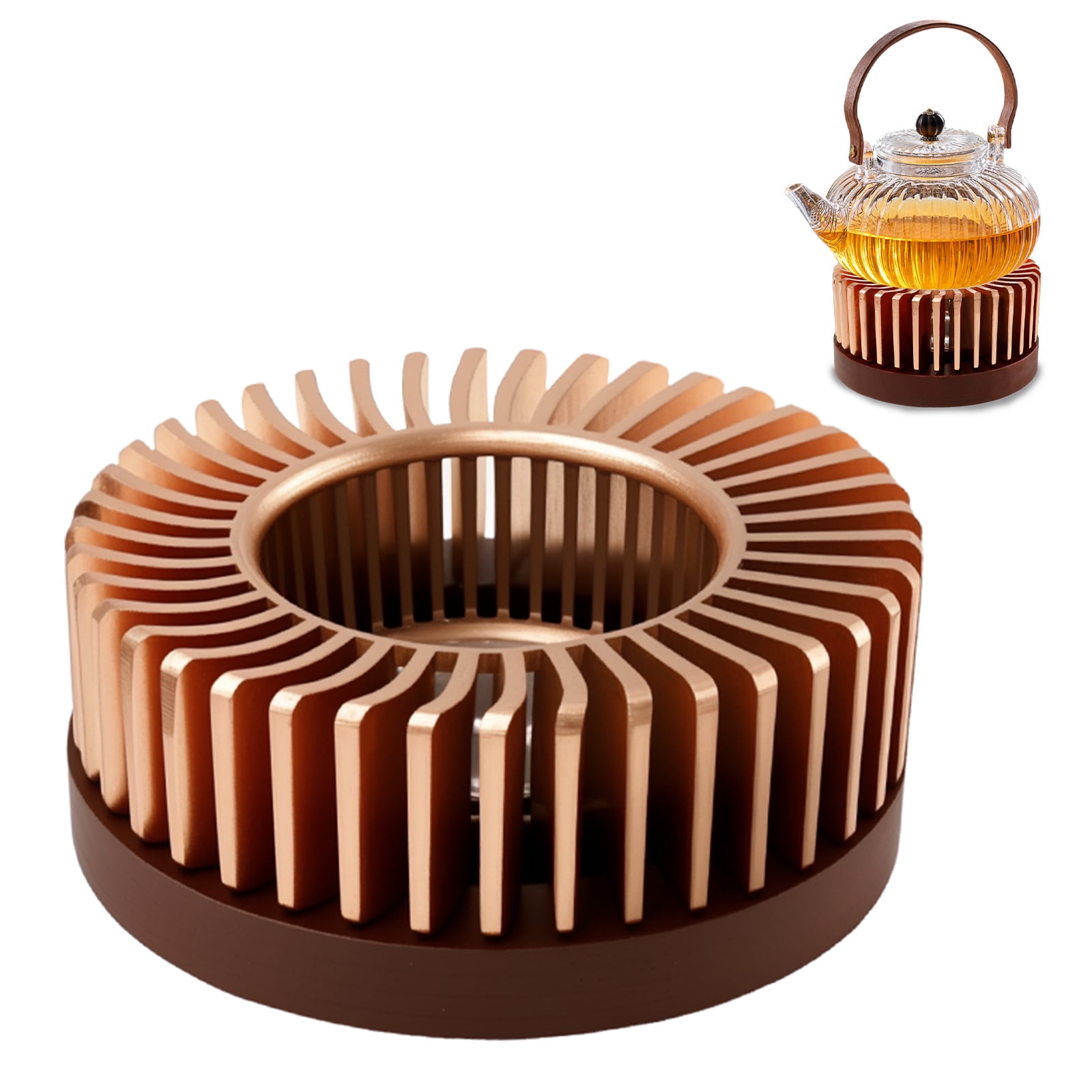 Grusce Teapot Warmer with Hollow Frame, Aluminum Alloy Tea Pot Heater ...