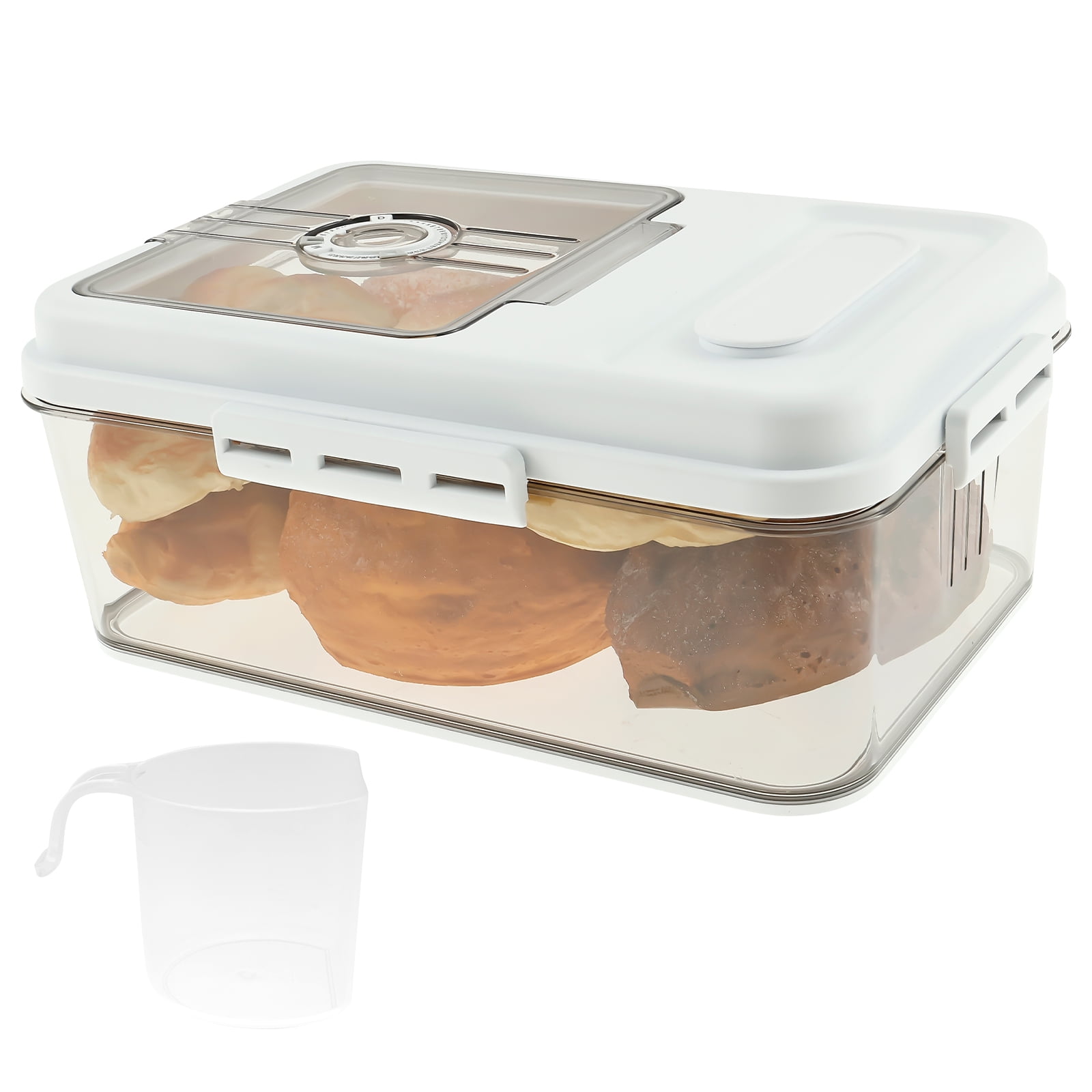 Grusce Time Recording Bread Box Airtight Bread Bin for Kitchen Counter ...