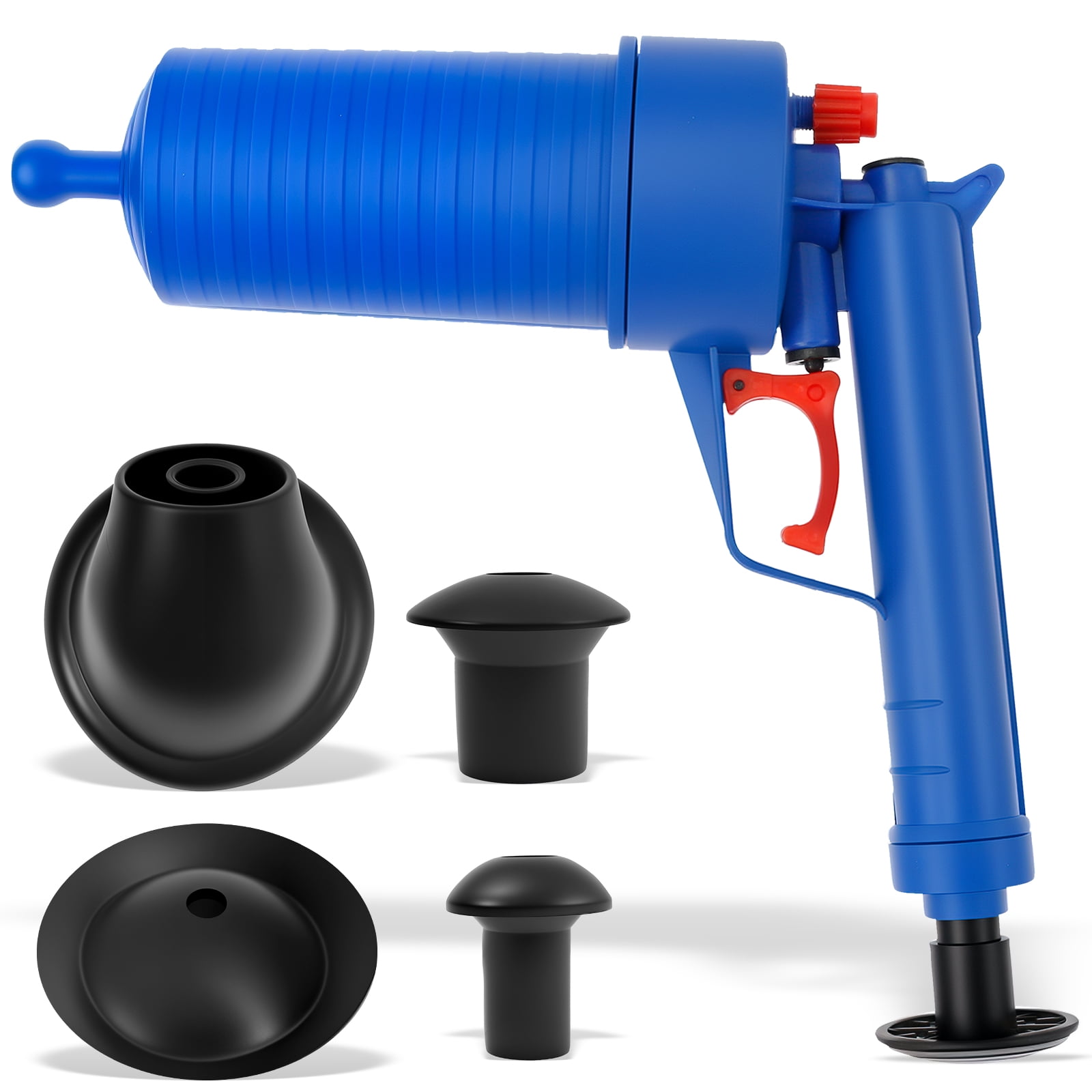 Grusce Toilet Plunger Set with 4 Unclogging Heads Efficient Air Plunger ...