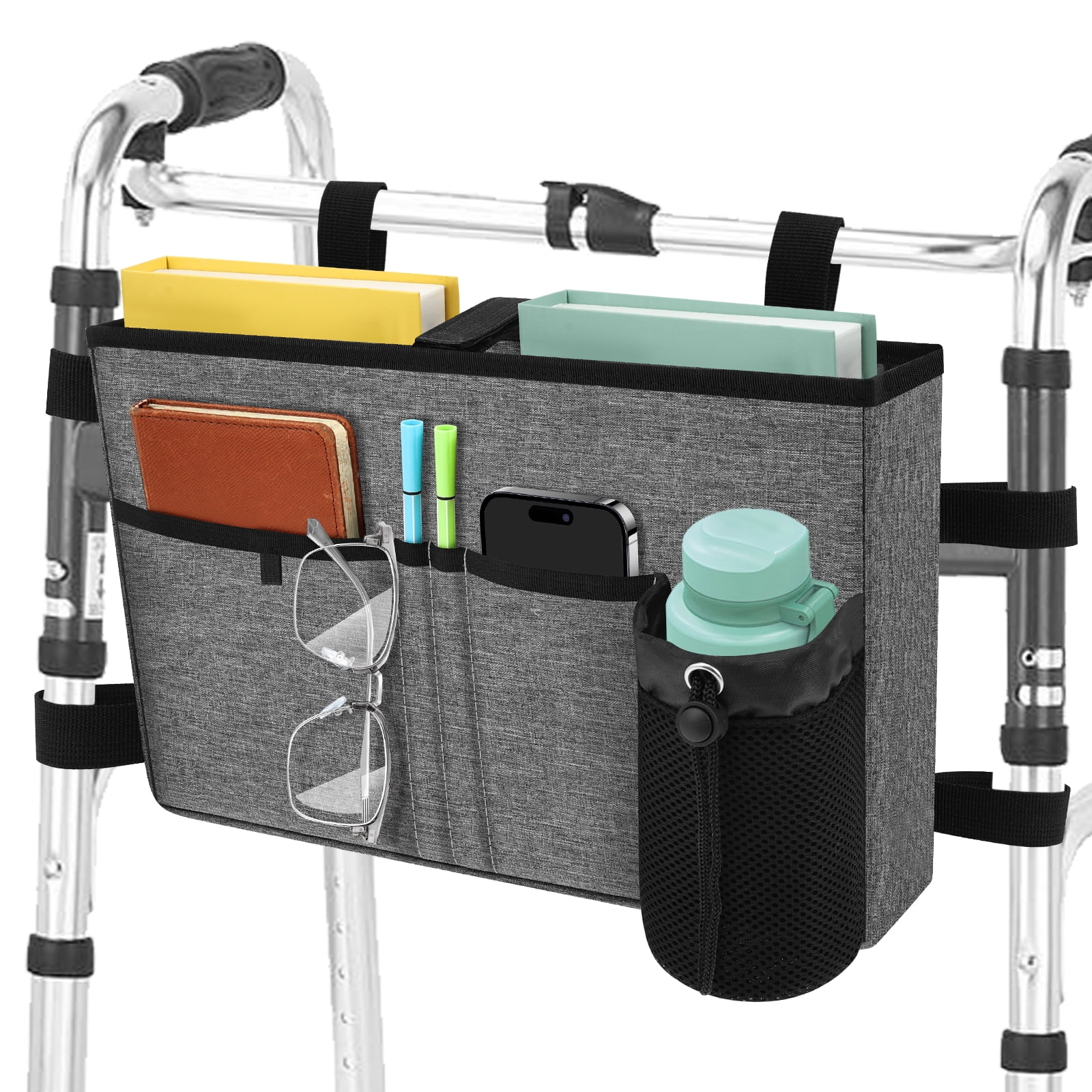 Grusce Walker Bag Multi Pocket Folding Basket Tote Bag with Cup Holder ...